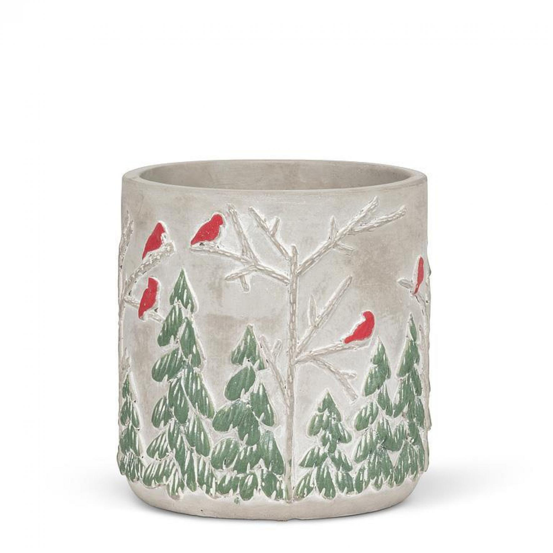 Lark Manor™ Cardinals In A Winter Forest Planter | Wayfair
