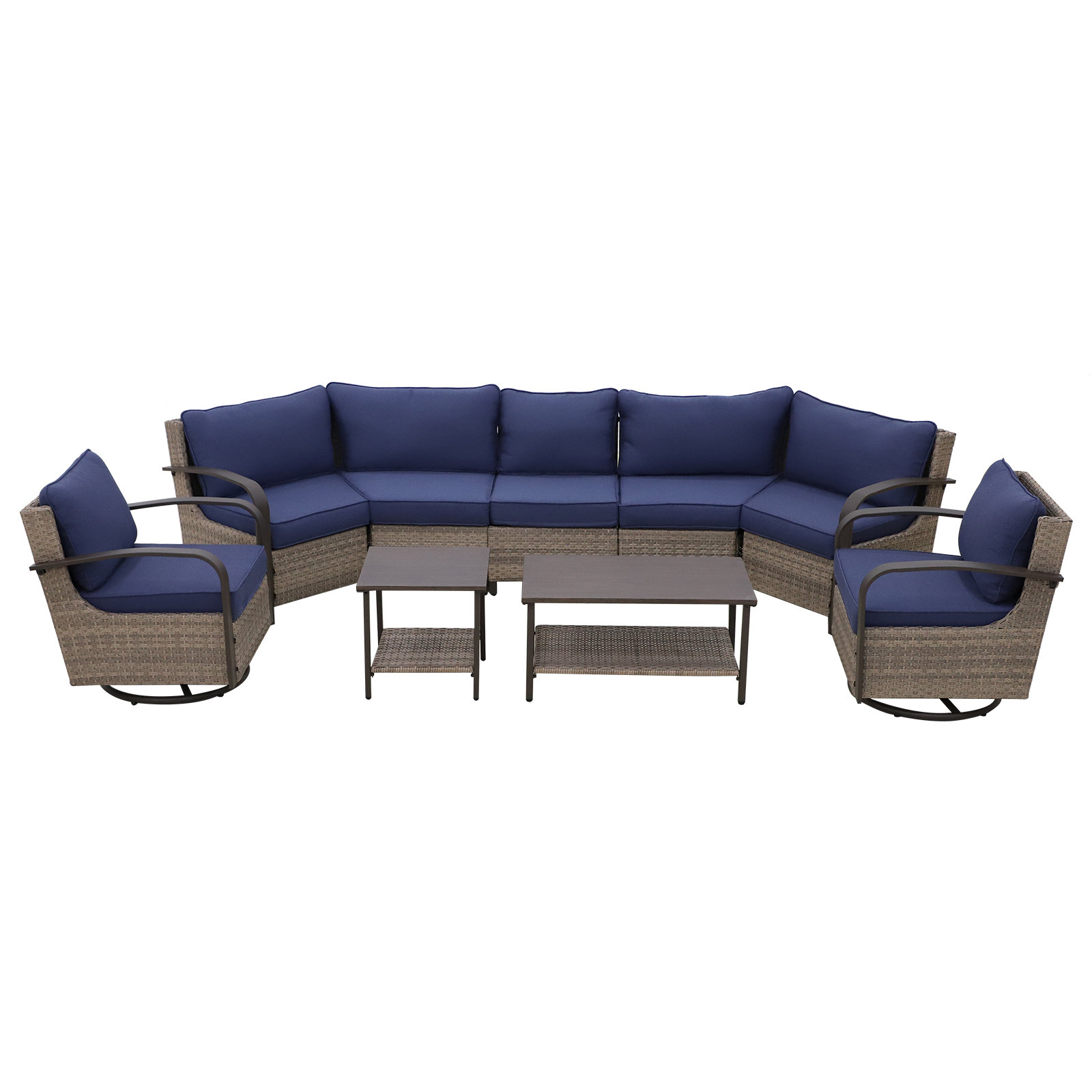 EAGLE PEAK 7 - Person Patio Conversation Set with Swivel Lounge Chairs ...