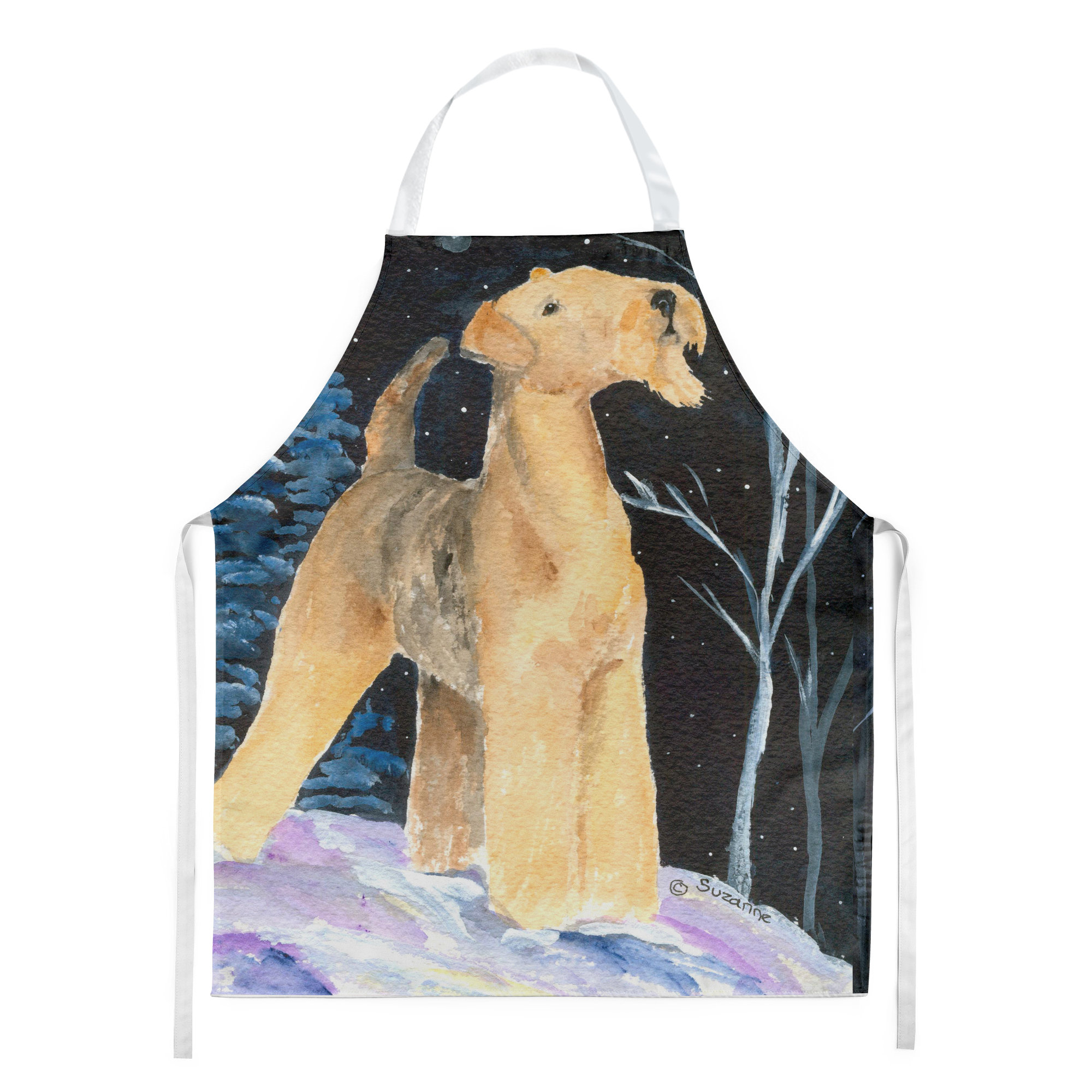 Winston Porter Starry Night Airedale Apron | Wayfair