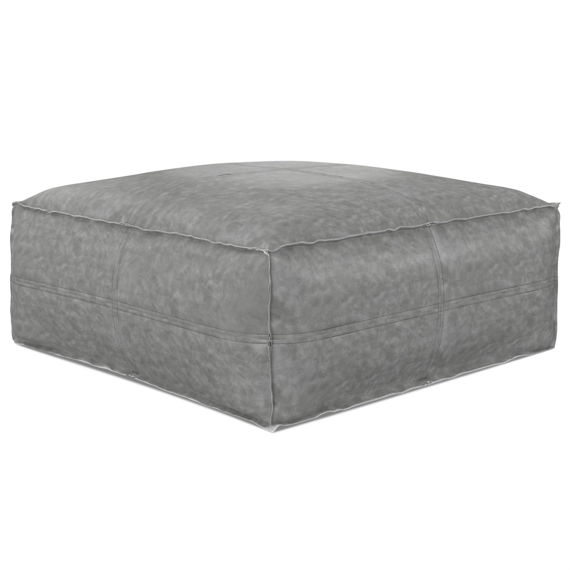 17 Stories Brody - Large Square Coffee Table Pouf - Distressed | Wayfair