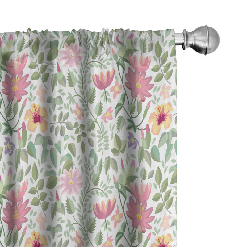 Ambesonne Garden Floral Semi-Sheer Rod Pocket Sliding Panel & Reviews ...