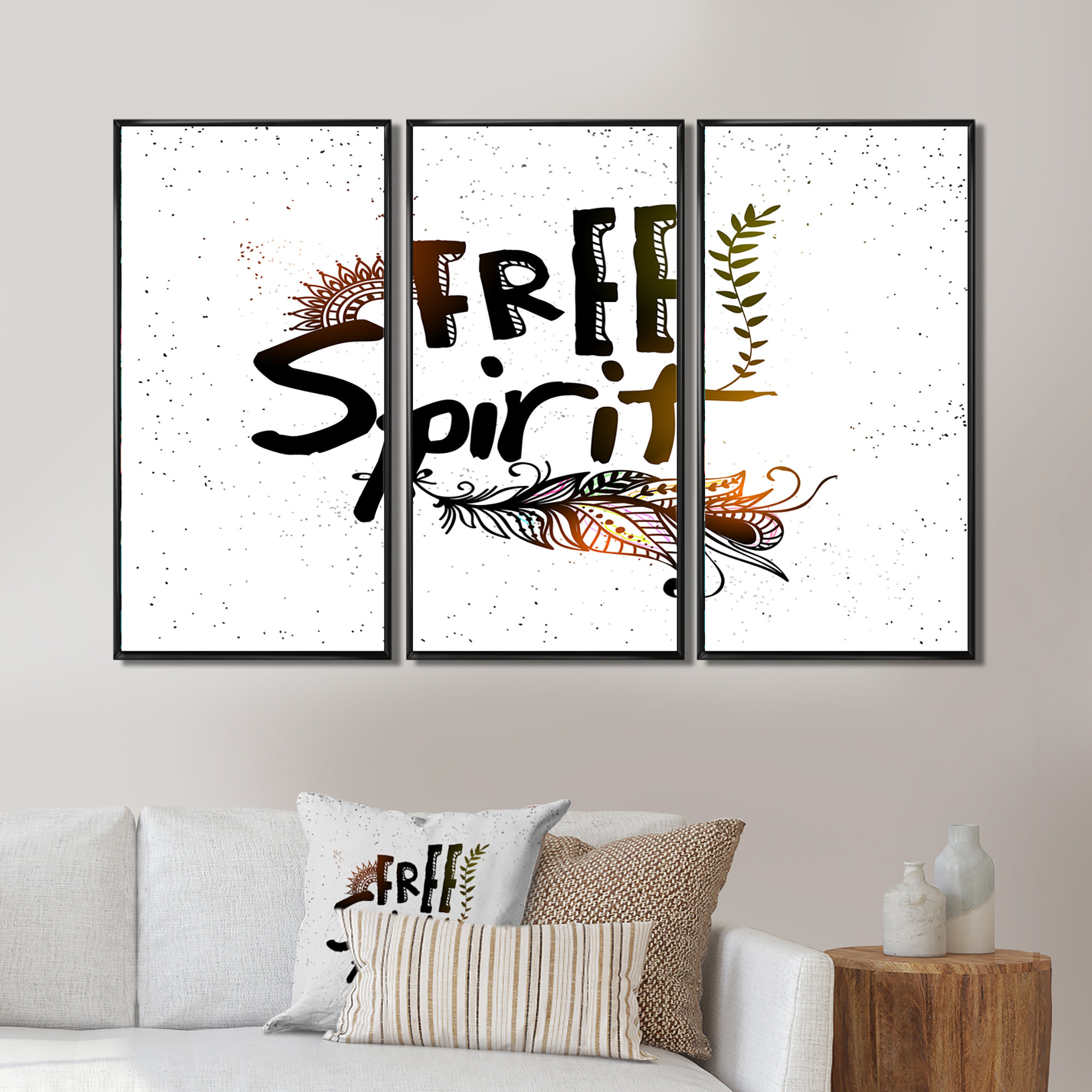 Trinx Ethnic Feather Free Spirit - Bohemian & Eclectic Framed Canvas ...