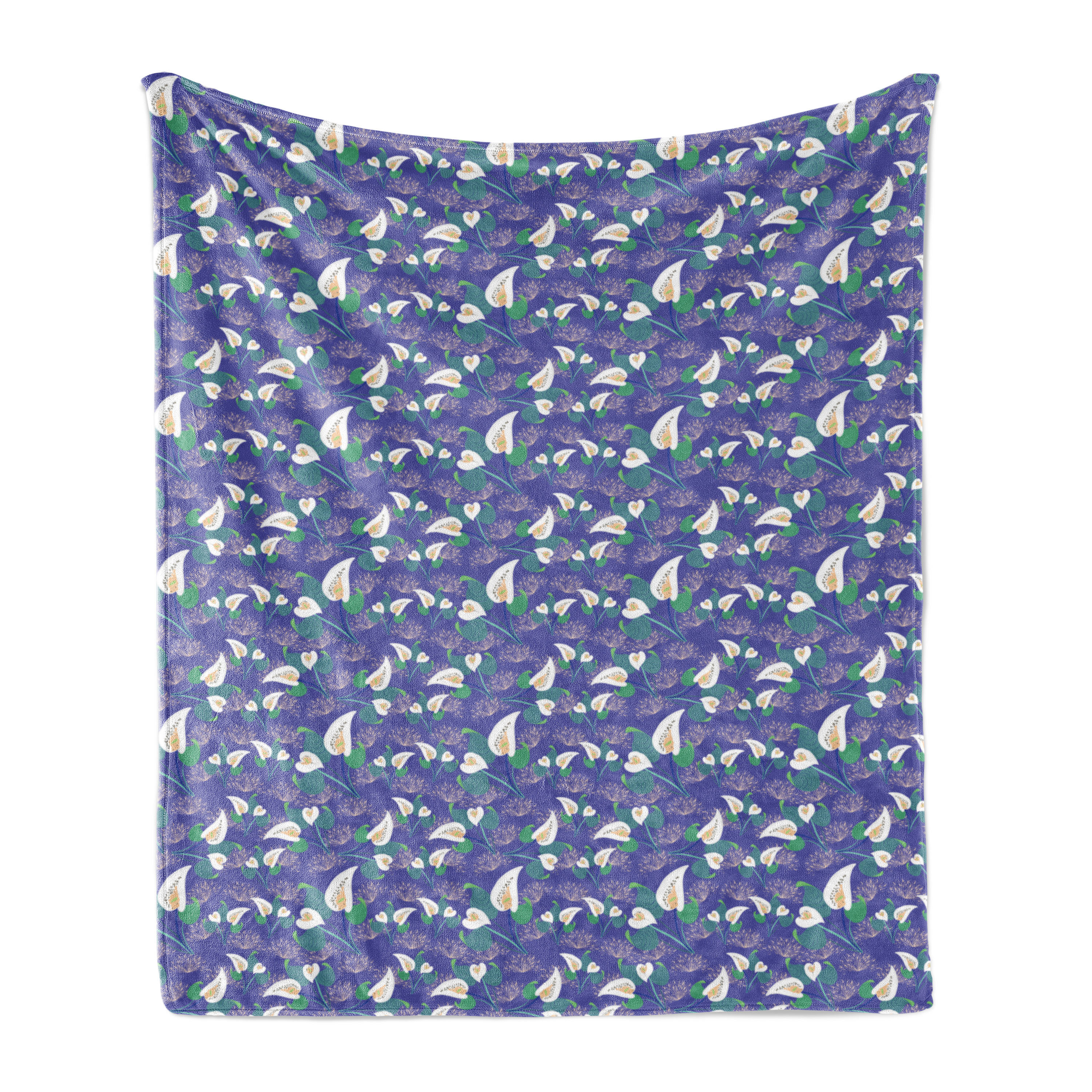 Ambesonne Floral Fleece Throw Blanket Peacock Tail Outlined Motif ...
