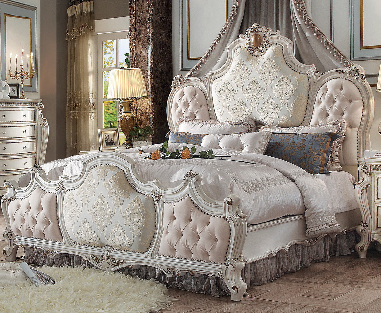 House of Hampton Tufted Beige Upholstered 100% Polyester Bed With ...