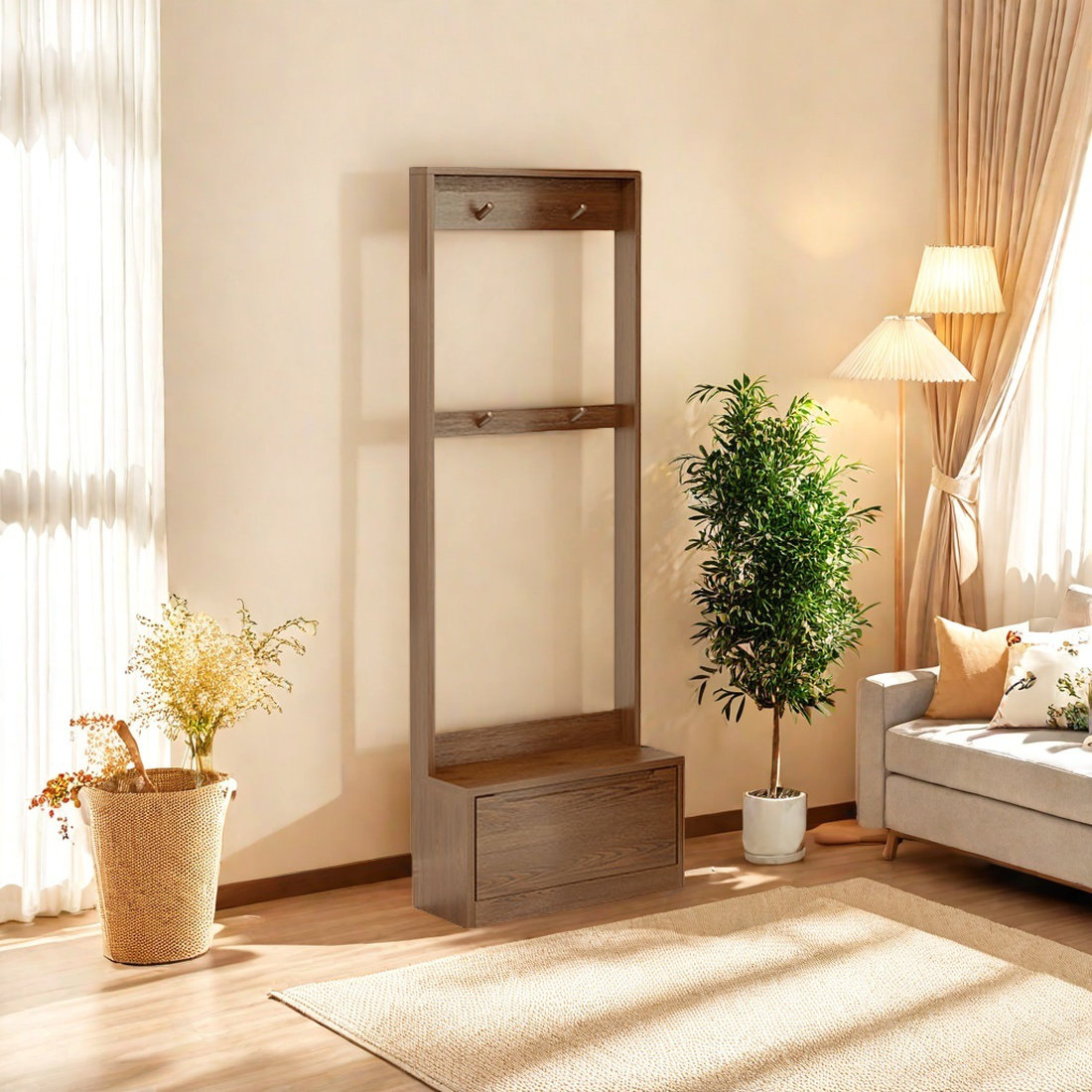Elegant Home Furnishings.s Solid Oak Hall Tree with Shoe Storage Bench ...
