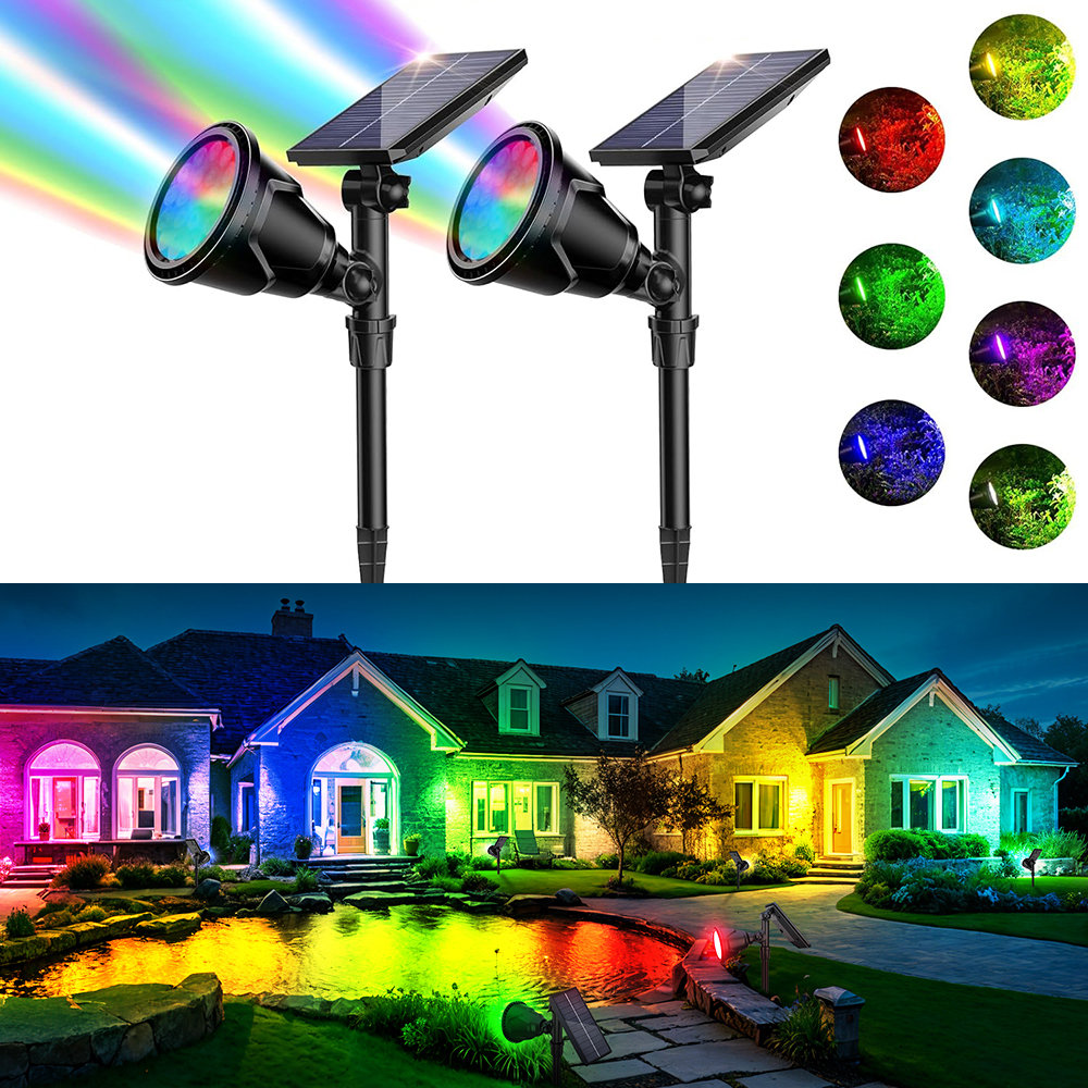 Myfuncorp Solar Spot Lights Outdoor, 7 Colors Halloween Christmas Solar ...