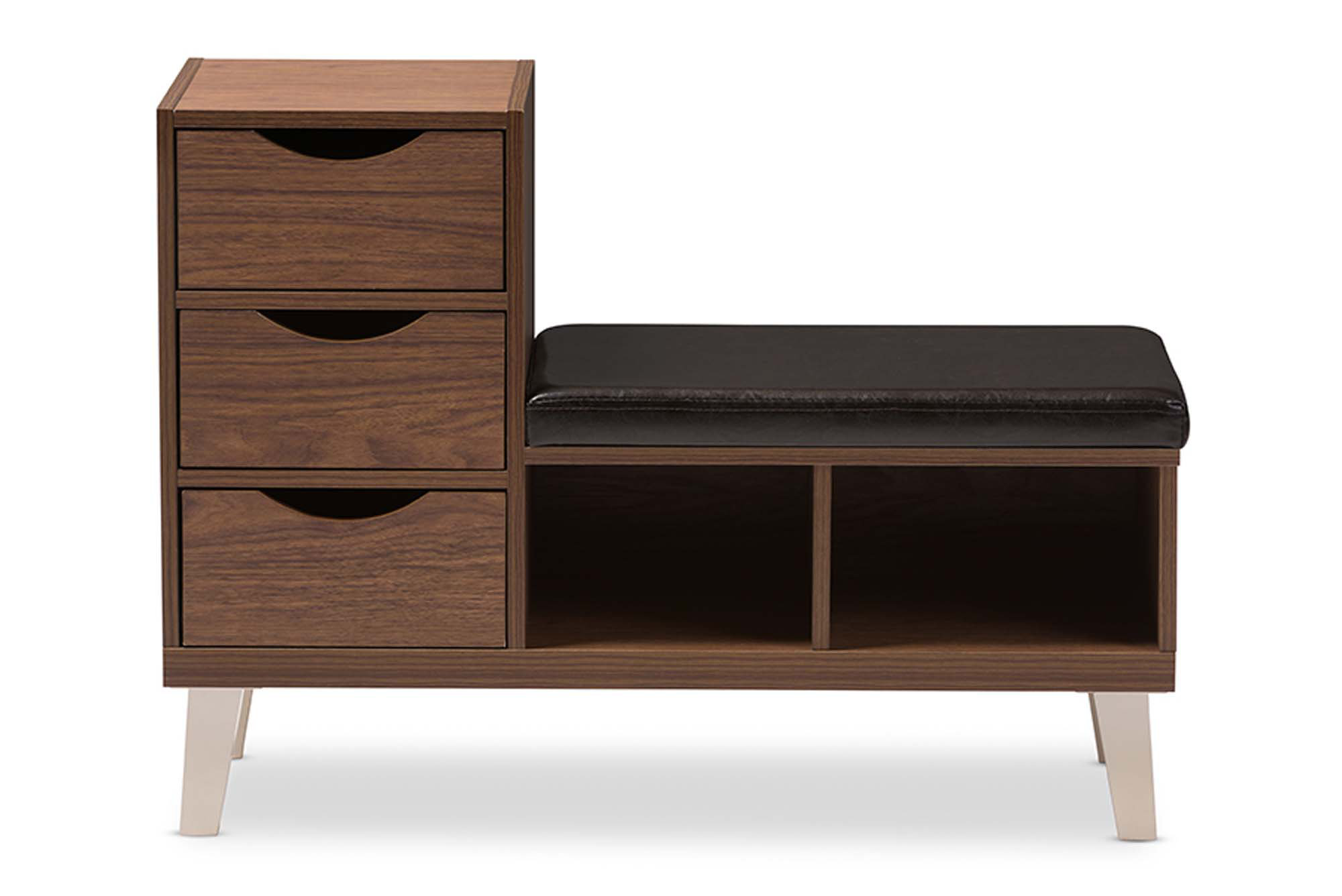 iHome Studio Allie Wood 3-Drawer Shoe Storage Padded Leatherette ...