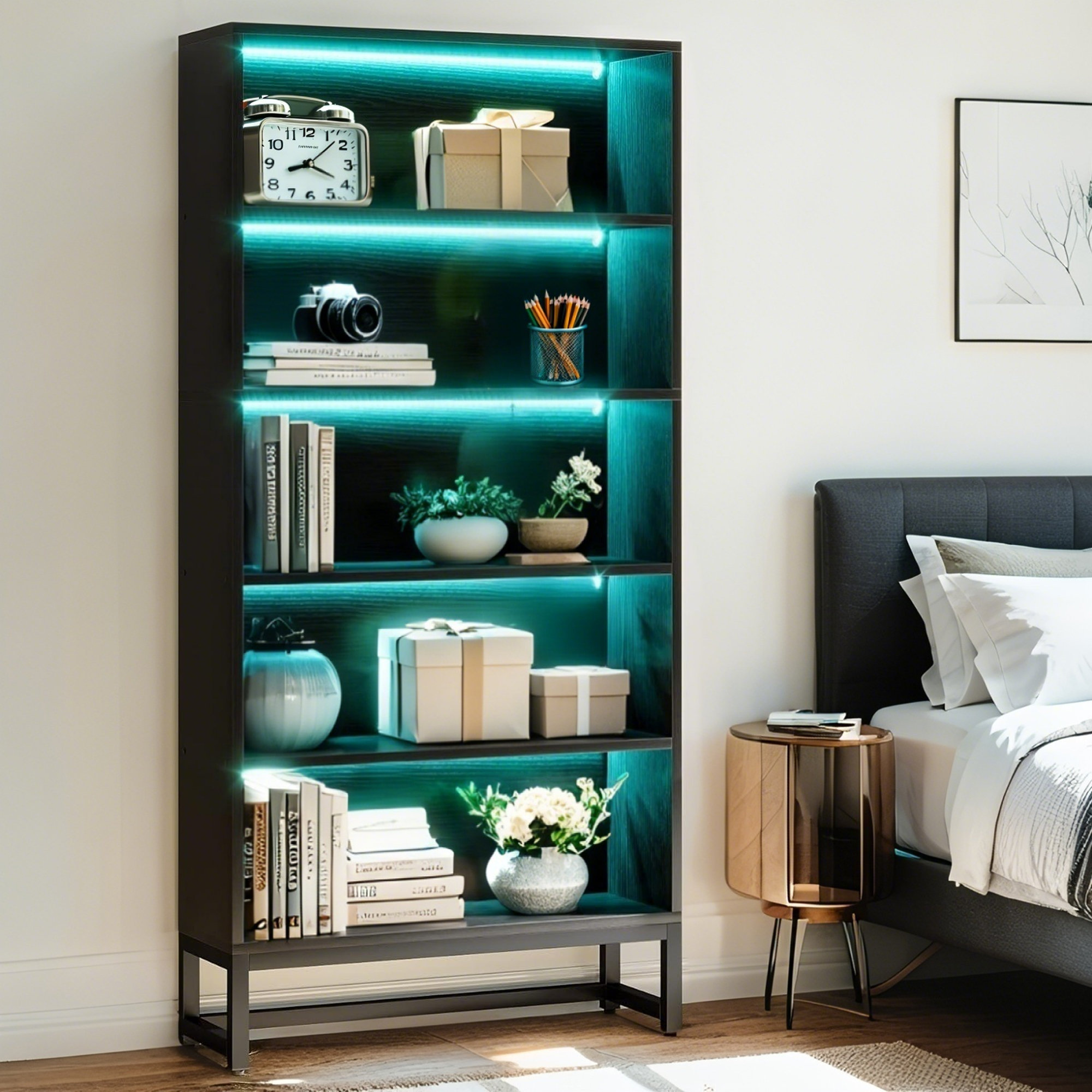 Ivy Bronx 70.9" Bookcase with LED Light Strip - Wayfair Canada