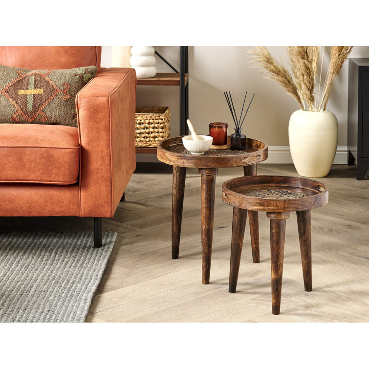 World Menagerie Irmlinde Solid Wood 3 Legs Side Table Set | Wayfair.co.uk