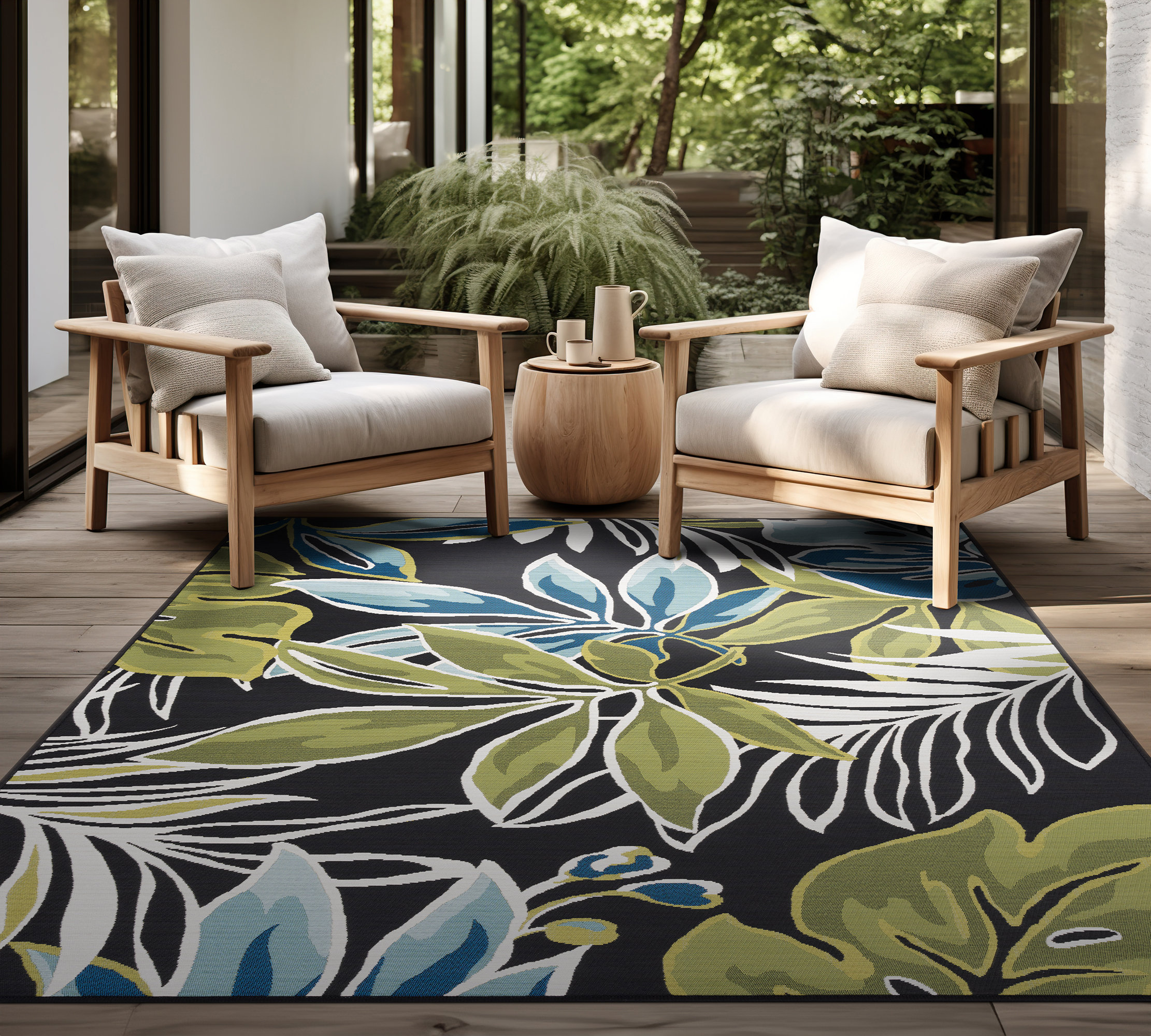 Bay Isle Home™ Aronda Floral Indoor / Outdoor Area Rug for Patios ...
