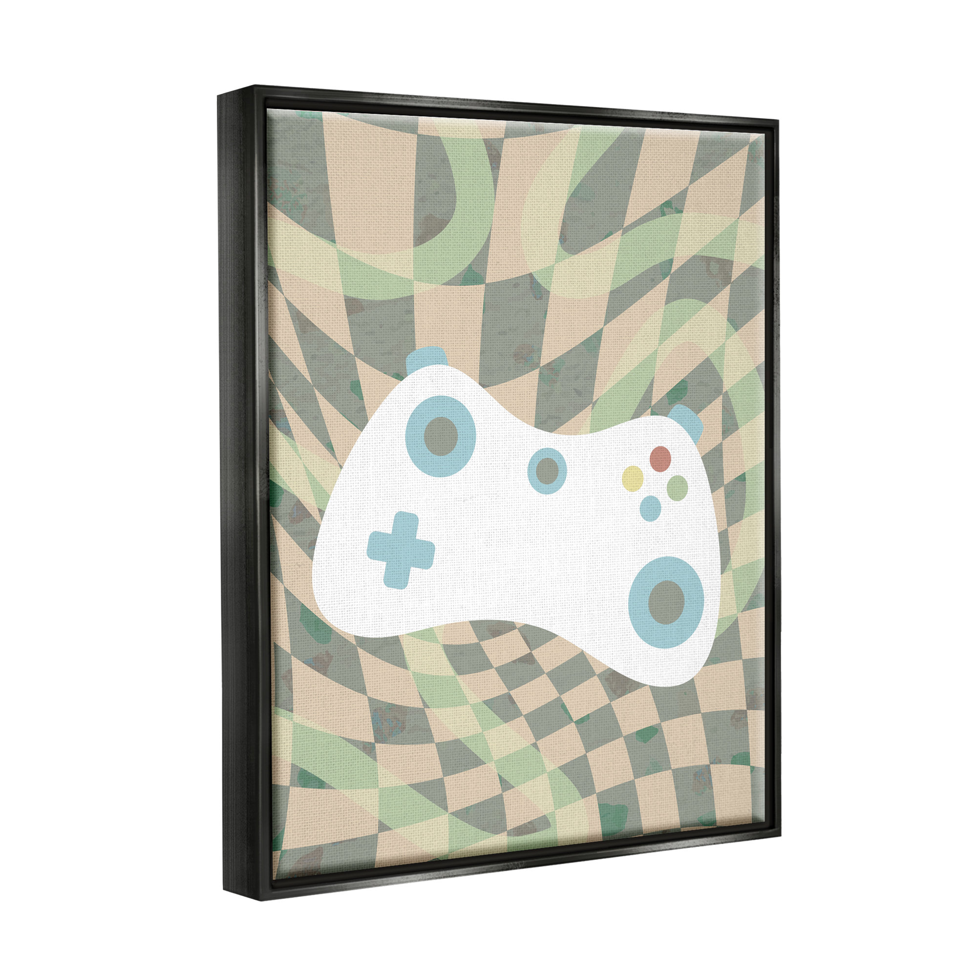 Red Barrel Studio Checkered Game Controller Framed Floater Canvas Wall ...