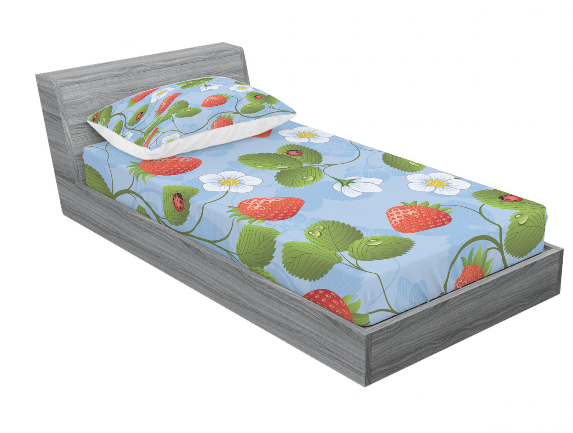 Ambesonne Ladybugs Floral Sheet Set | Wayfair