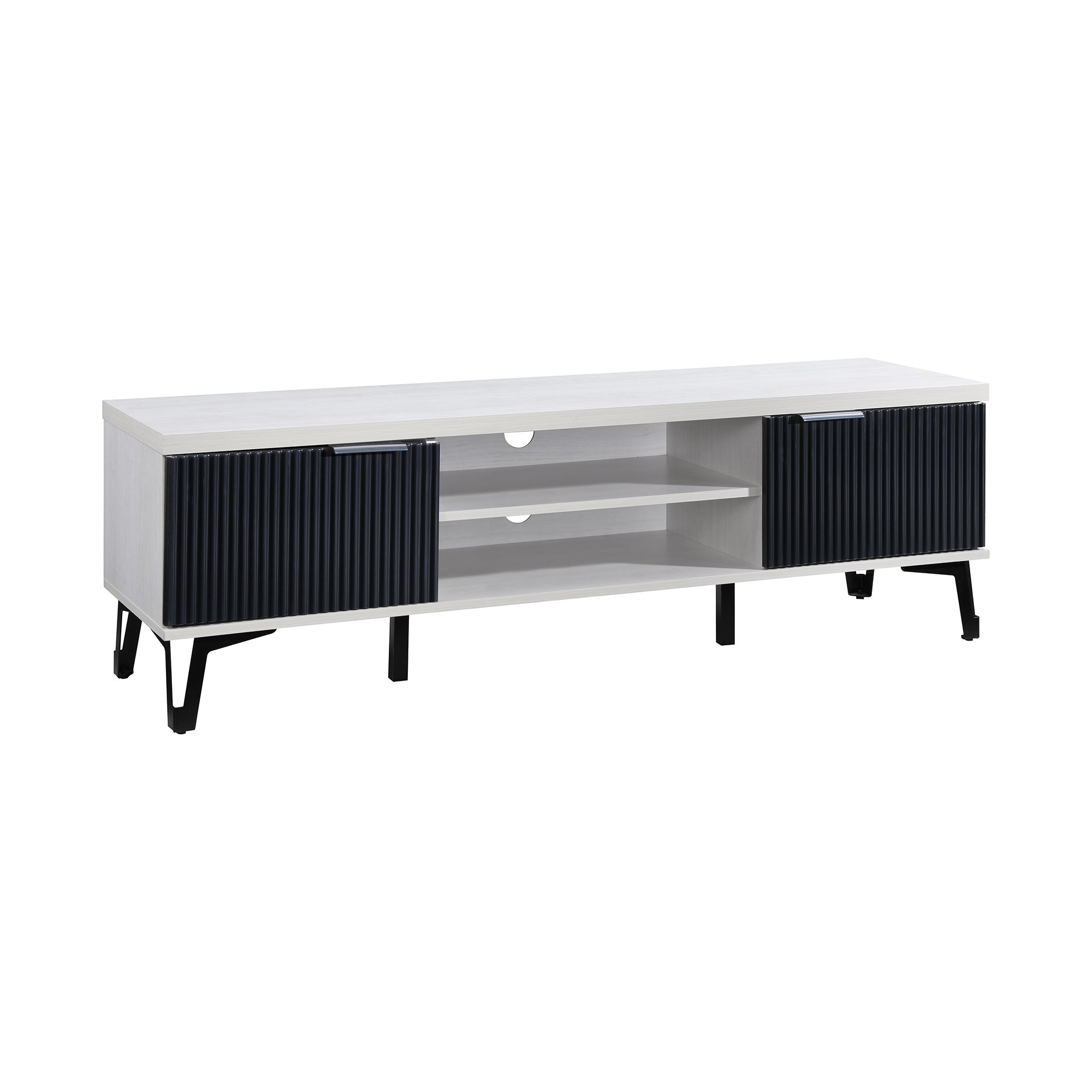 Ivy Bronx 58.66 In. Ivory Wood TV Stand With 2 Storage Cabinets Fits TV's Up To 65 In. | Wayfair