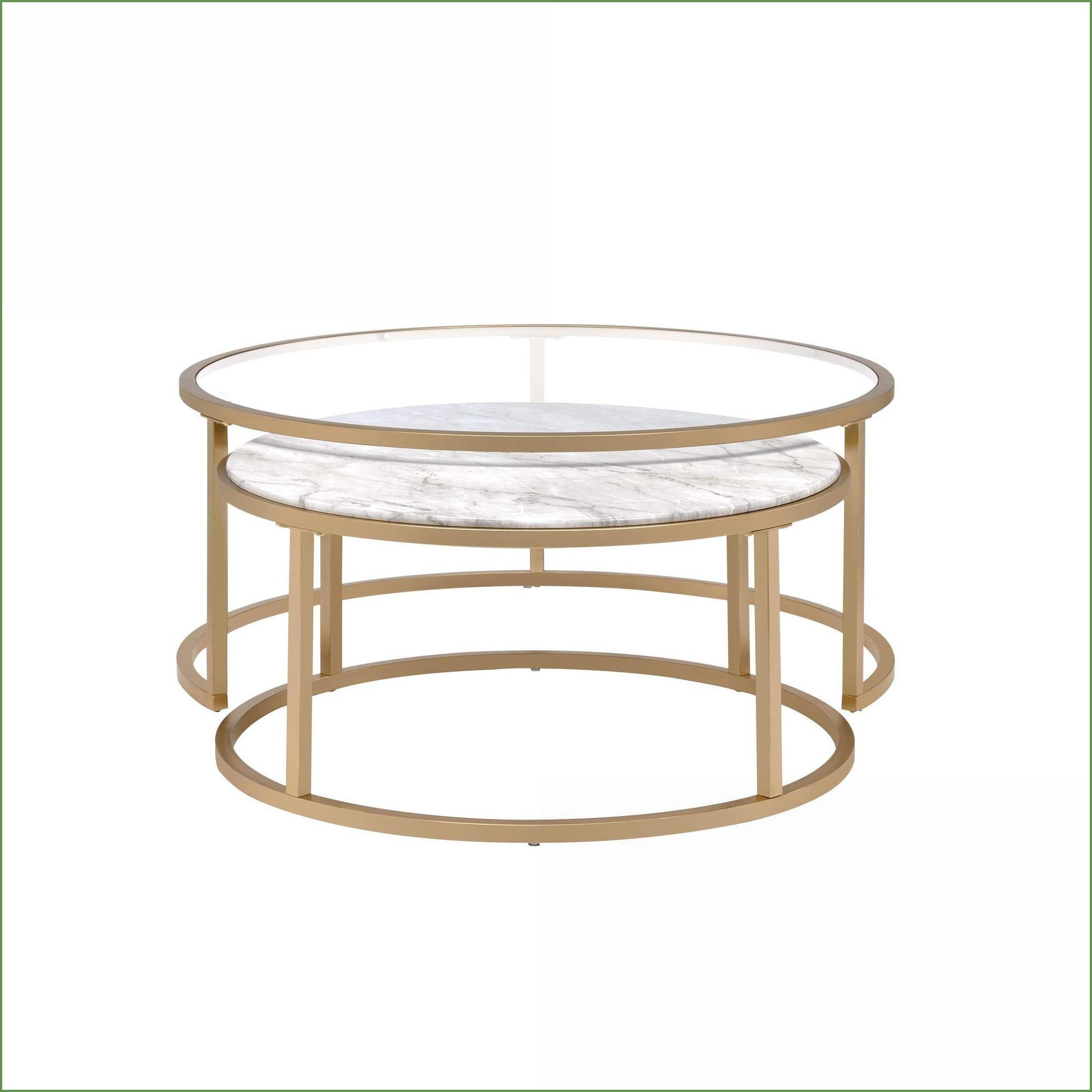 Latitude Run® Space-Saving 2-Piece Nesting Coffee Table Set with Gold ...