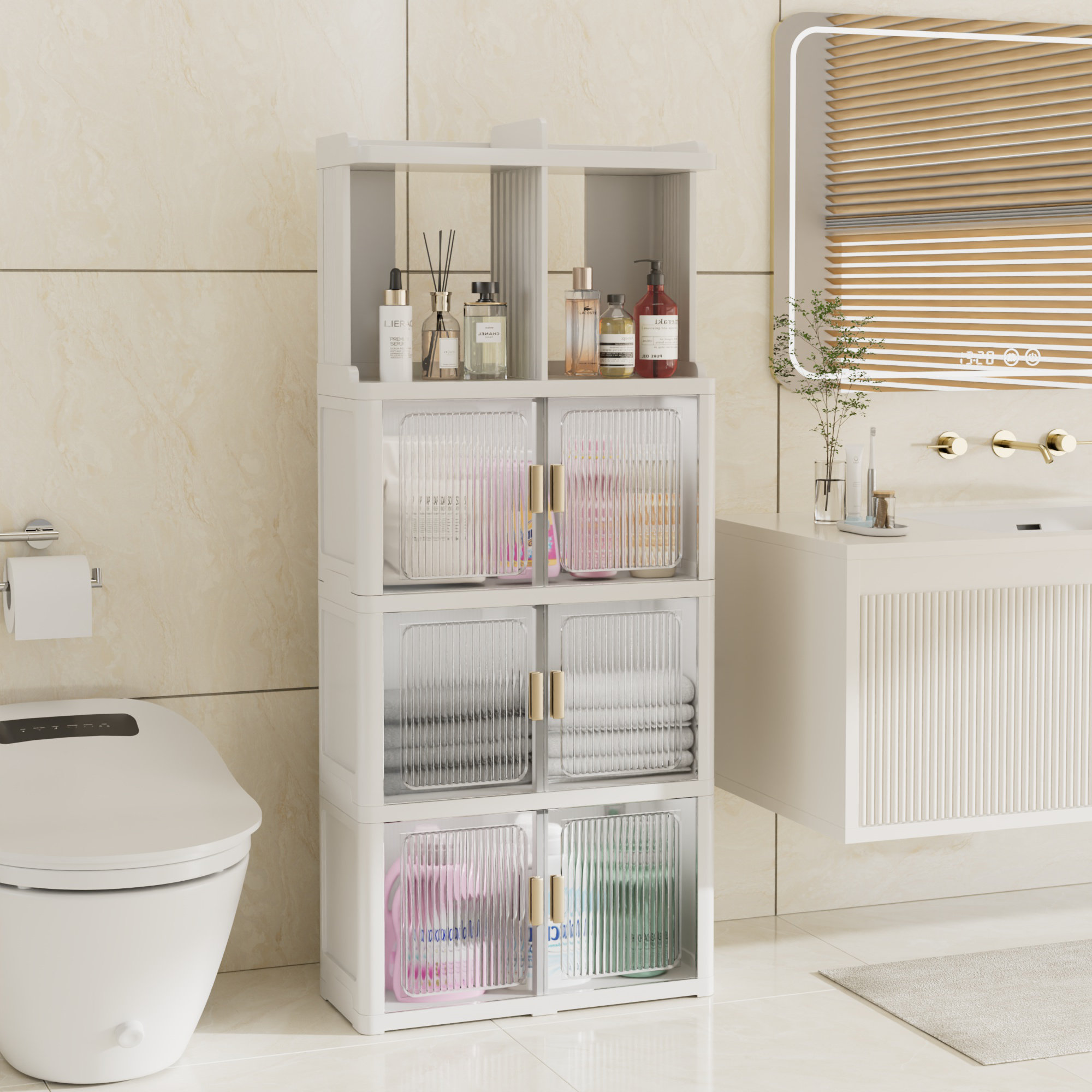 Rebrilliant Storage Cabinet Stackable Containers Bookcase Closet ...