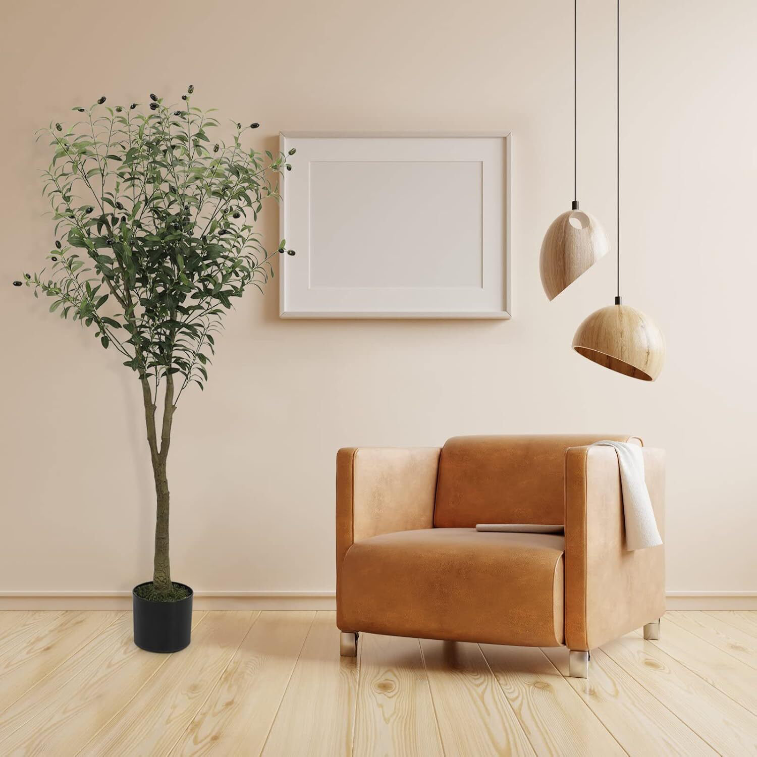 Primrue Artificial Olive Tree for Office Home, Living Room, Patio Type ...