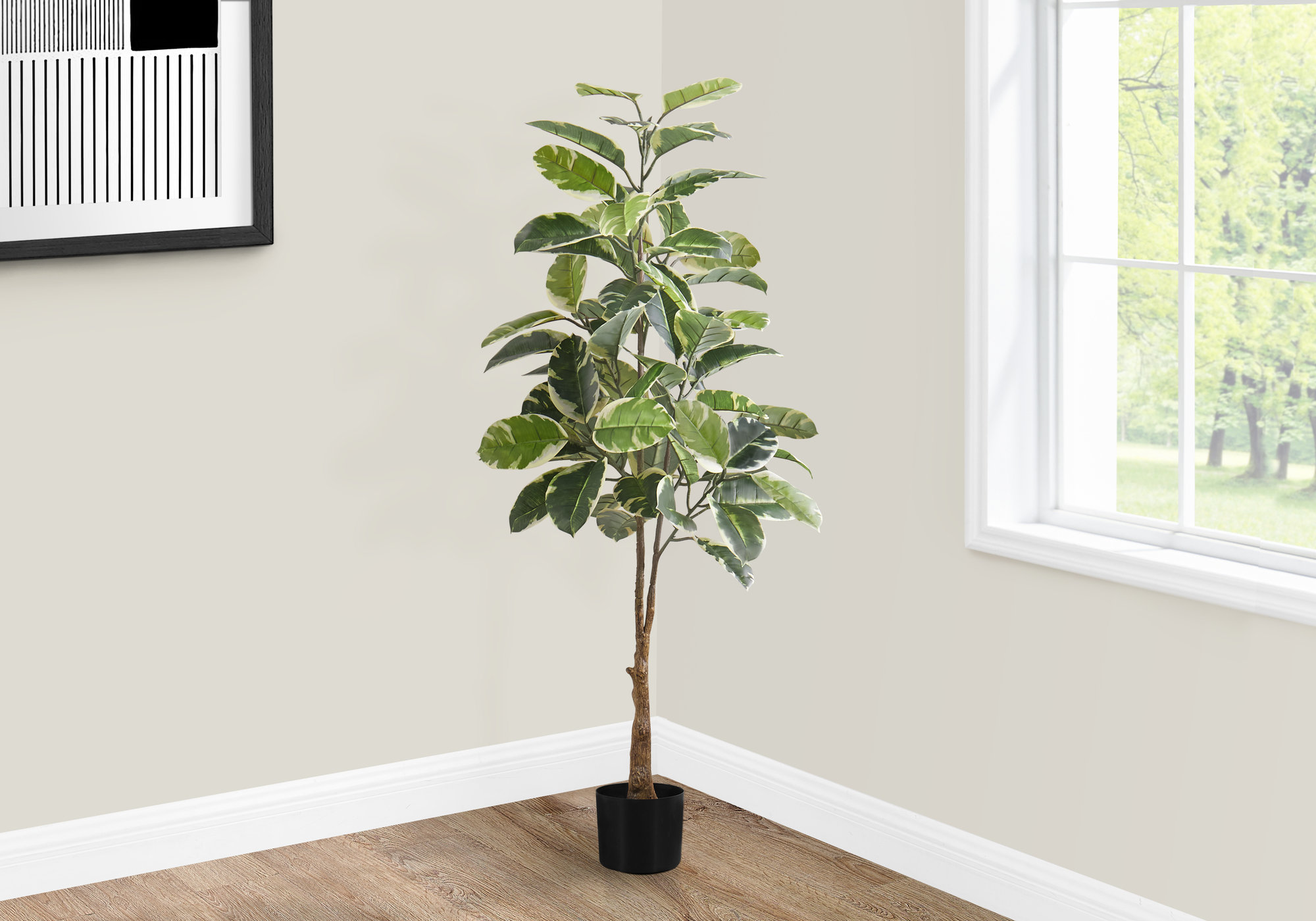 Birch Lane™ 52'' Faux Rubber Tree Plant in Polyethylene (Pe) Pot ...