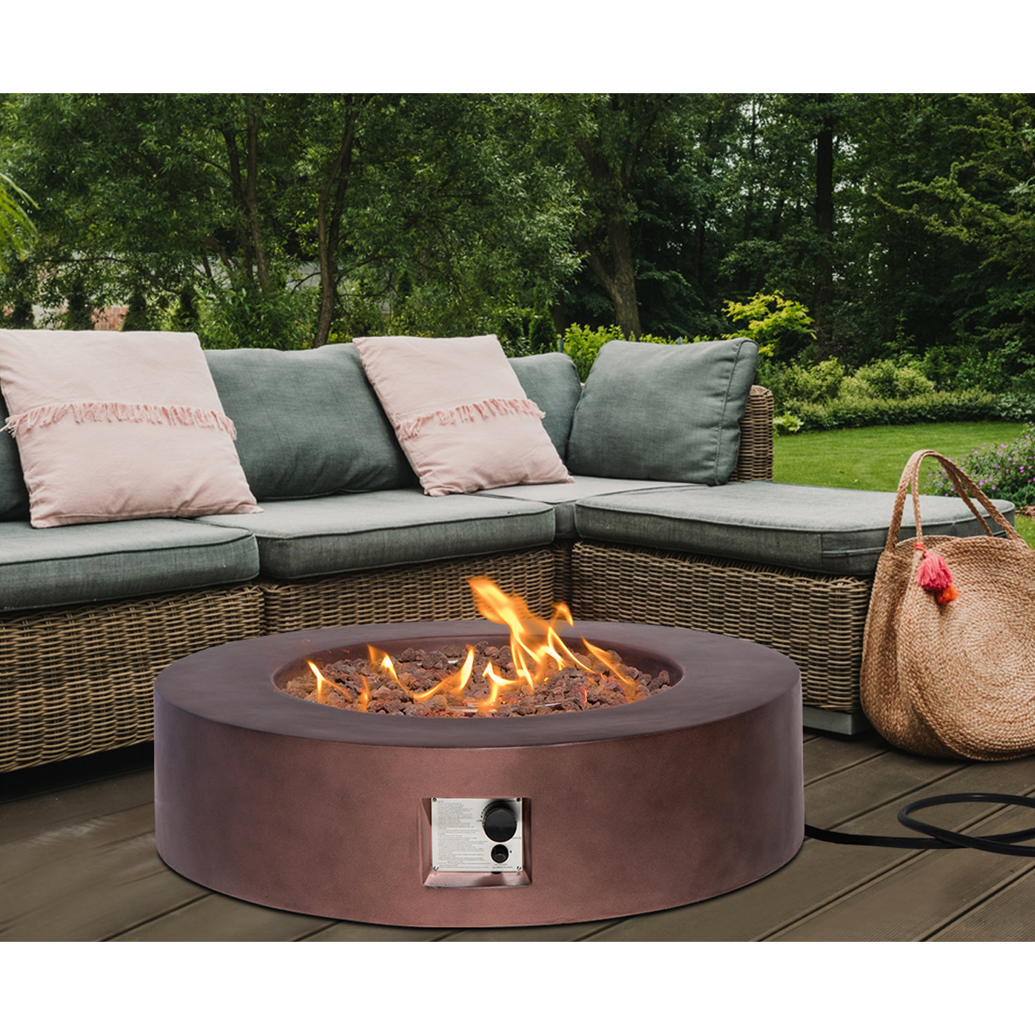 Latitude Run® Ineka Concrete Propane Fire Pit & Reviews | Wayfair