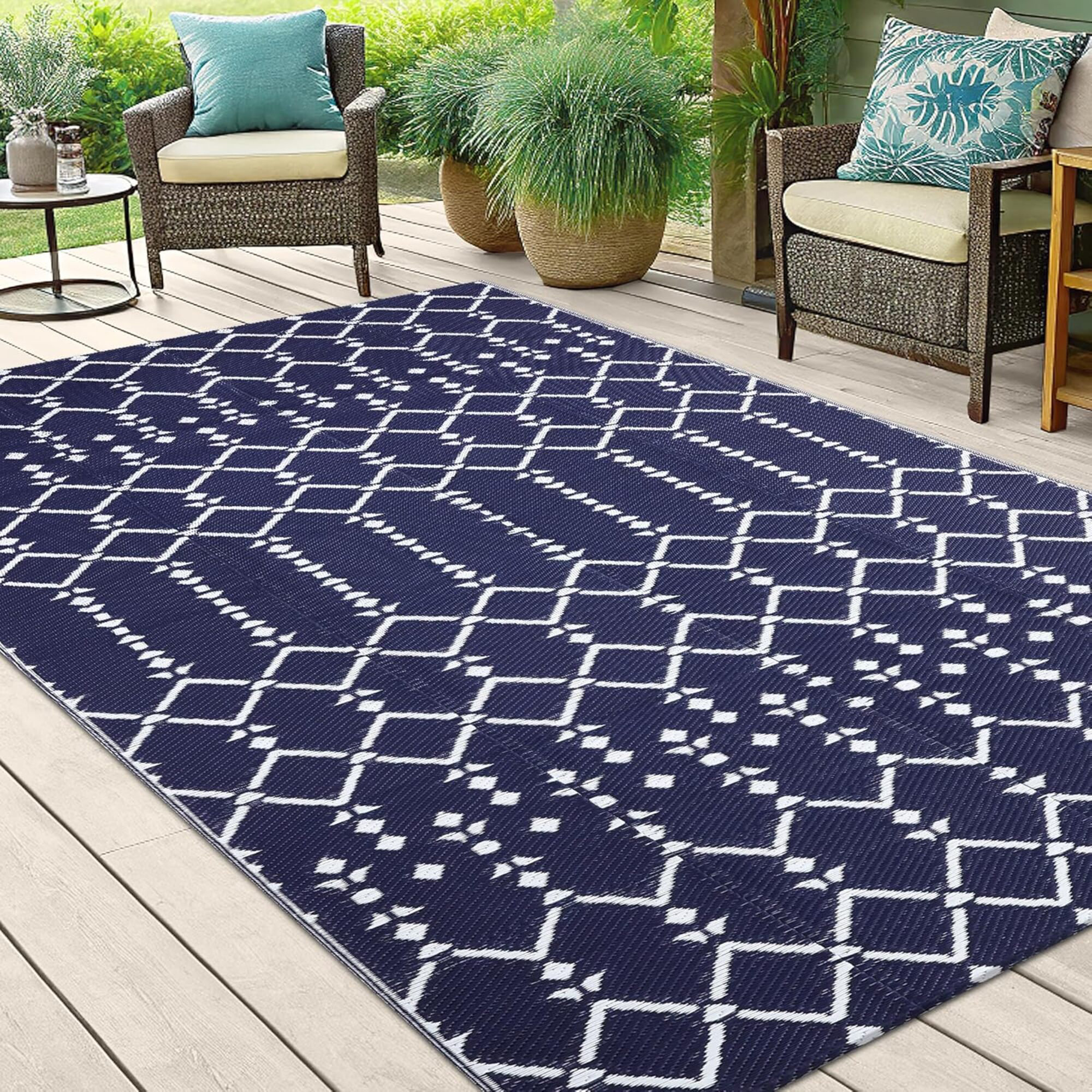 Union Rustic Outdoor Rug 5X8 Ft, Waterproof Reversible Plastic Straw ...