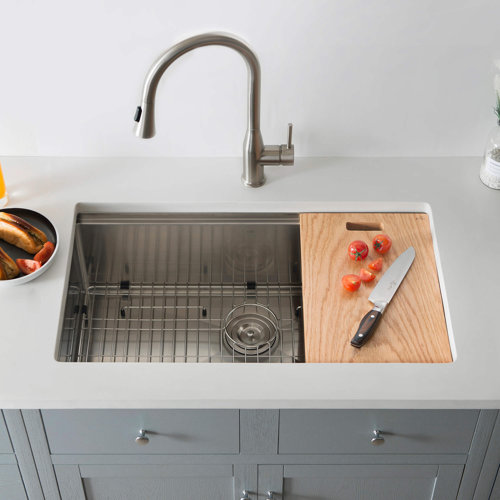 KIBI USA KIBI 33'' W Single Bowl Stainless Steel Undermount Kitchen ...