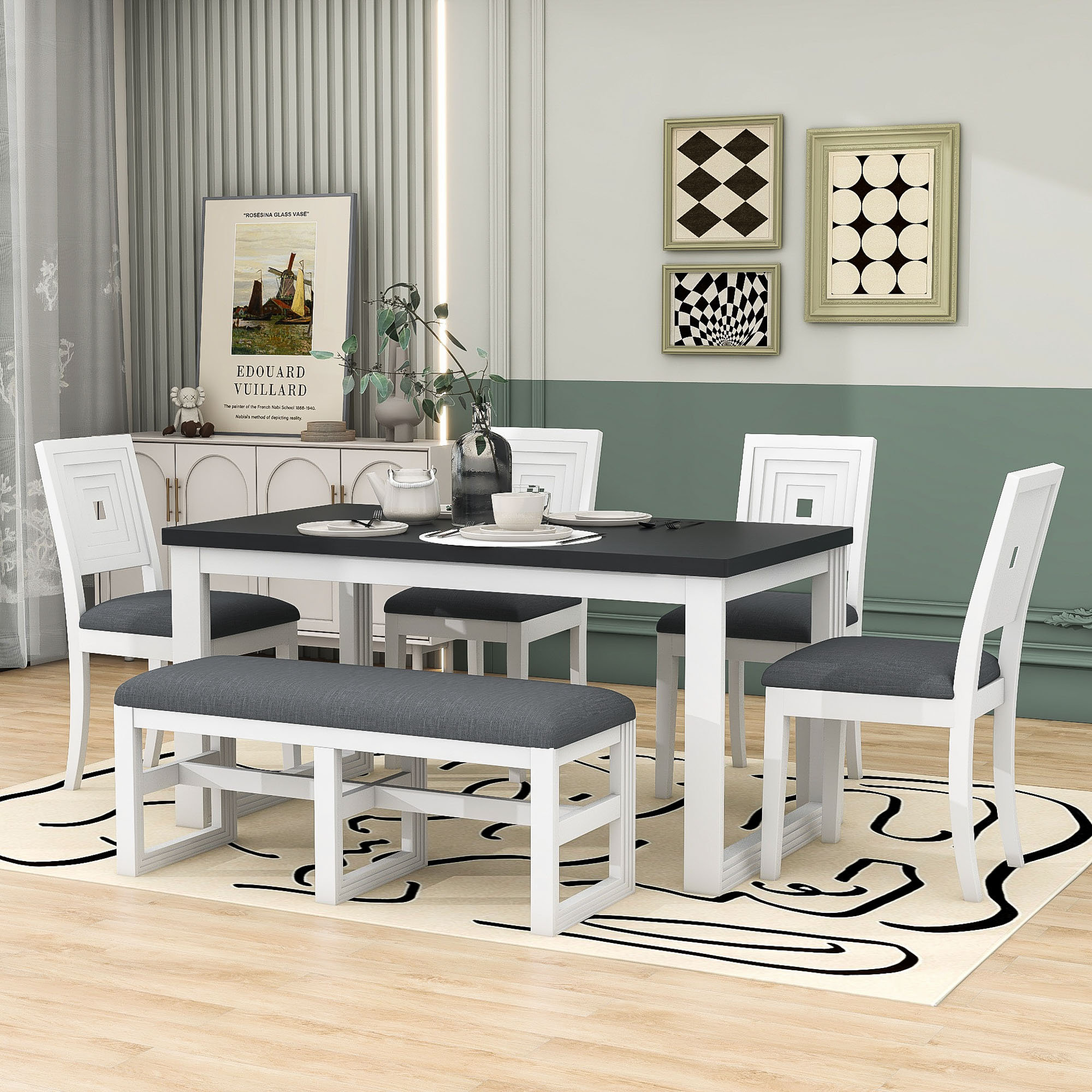 Red Barrel Studio® Earlin 6-Piece Extendable Dining Table Set, 4 ...