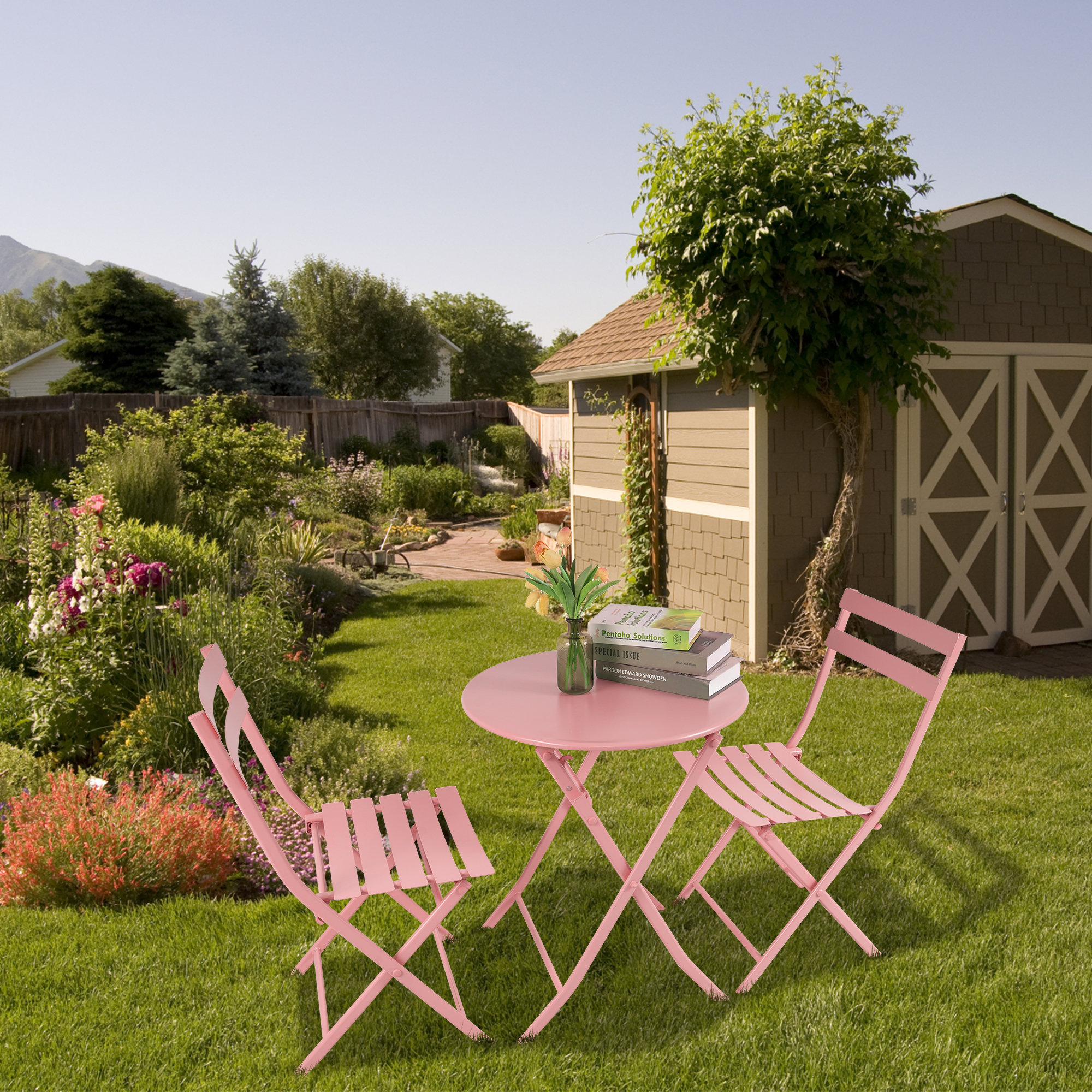 Latitude Run® Esbon Round 2 - Person 23.6" Long Folding Metal Patio ...