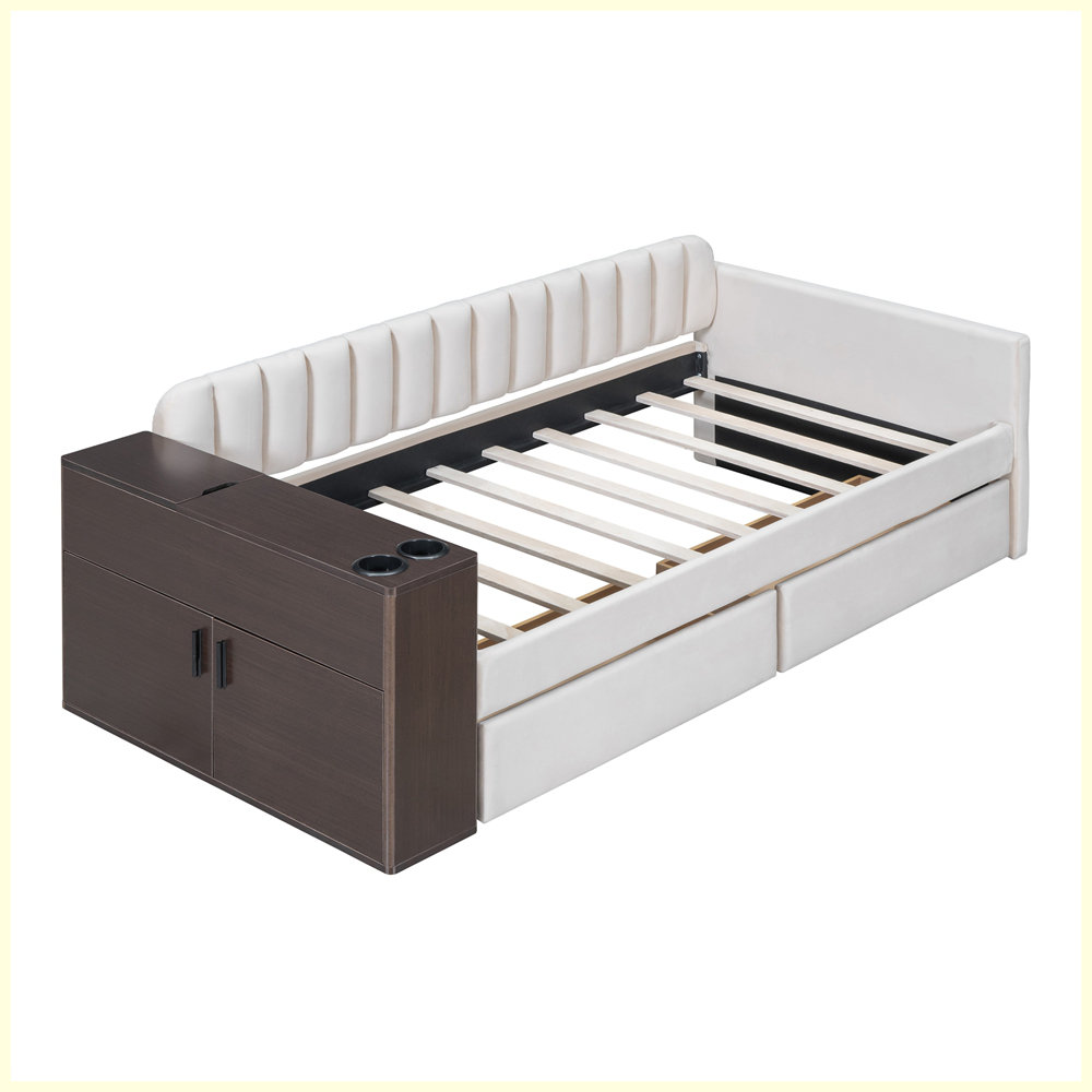 Latitude Run® Modern Multi-functional Daybed with Cup Holder and a set ...