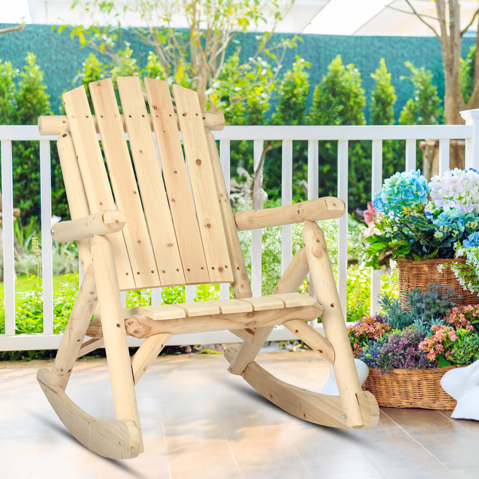 Gracie Oaks Floraine Solid Wood Rocking Chair | Wayfair