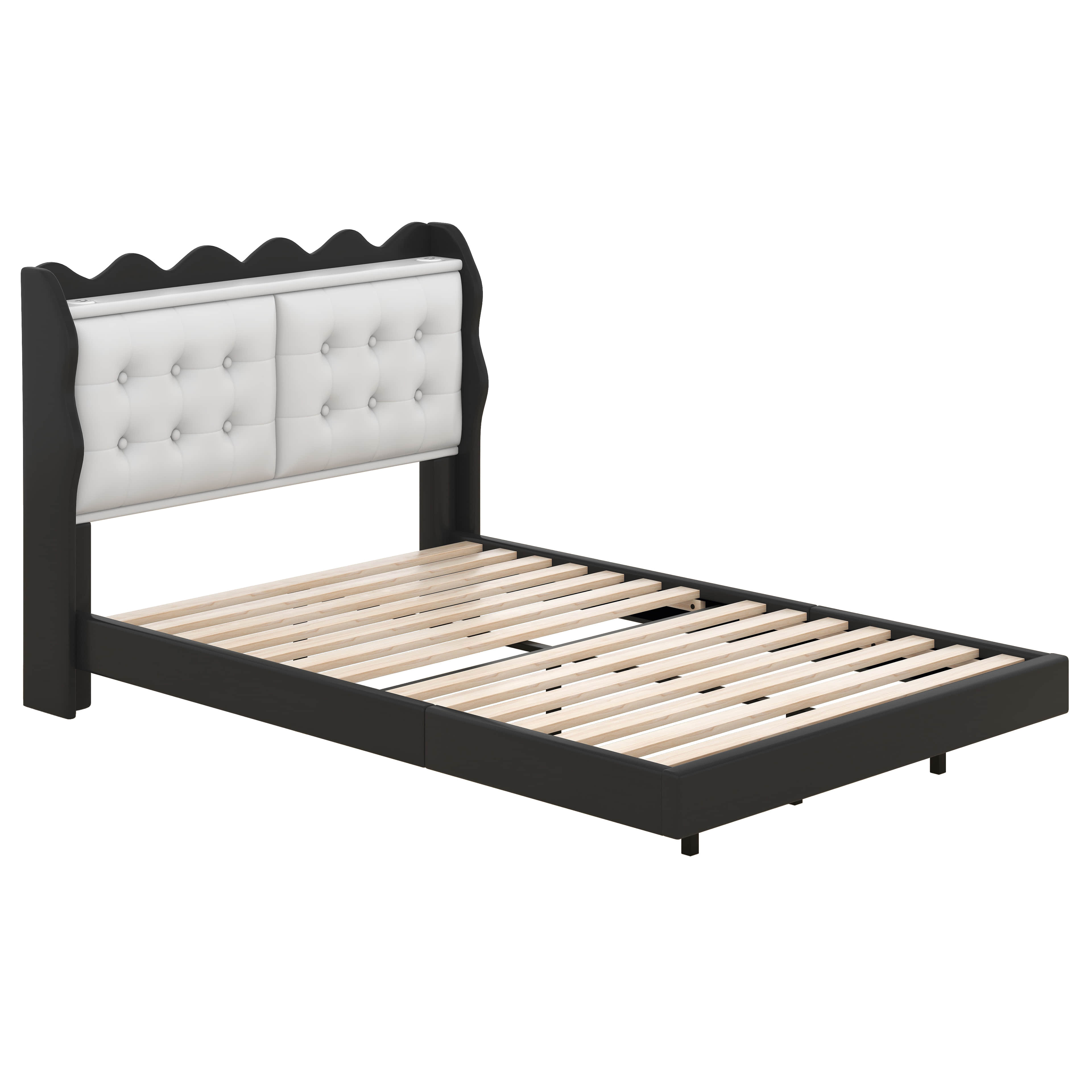 Red Barrel Studio Full Size Upholstery Platform Bed Frame With LED ...