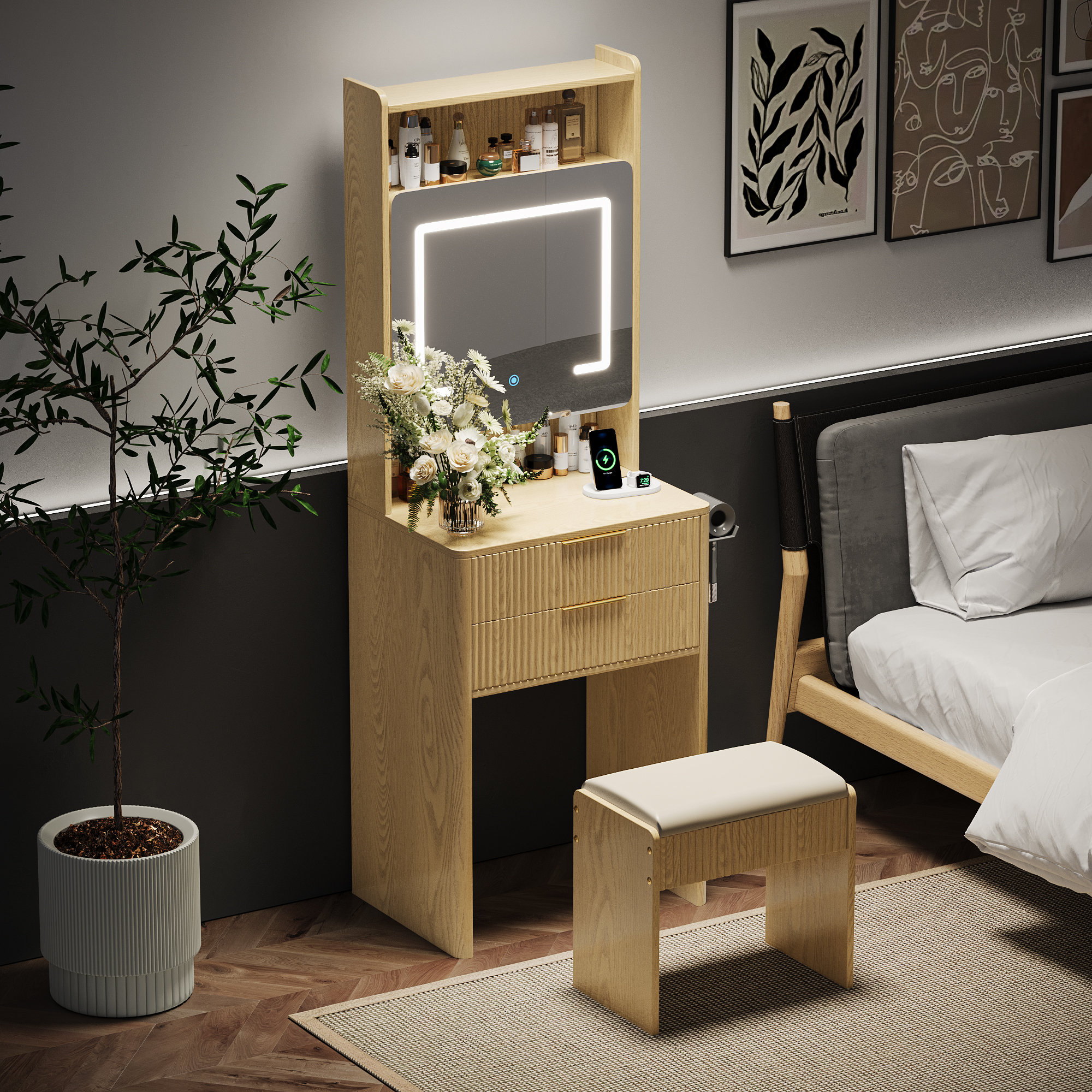 ZenXity 3 In 1 Vanity, Make Up Vanity Desk With Mirror And Lights ...