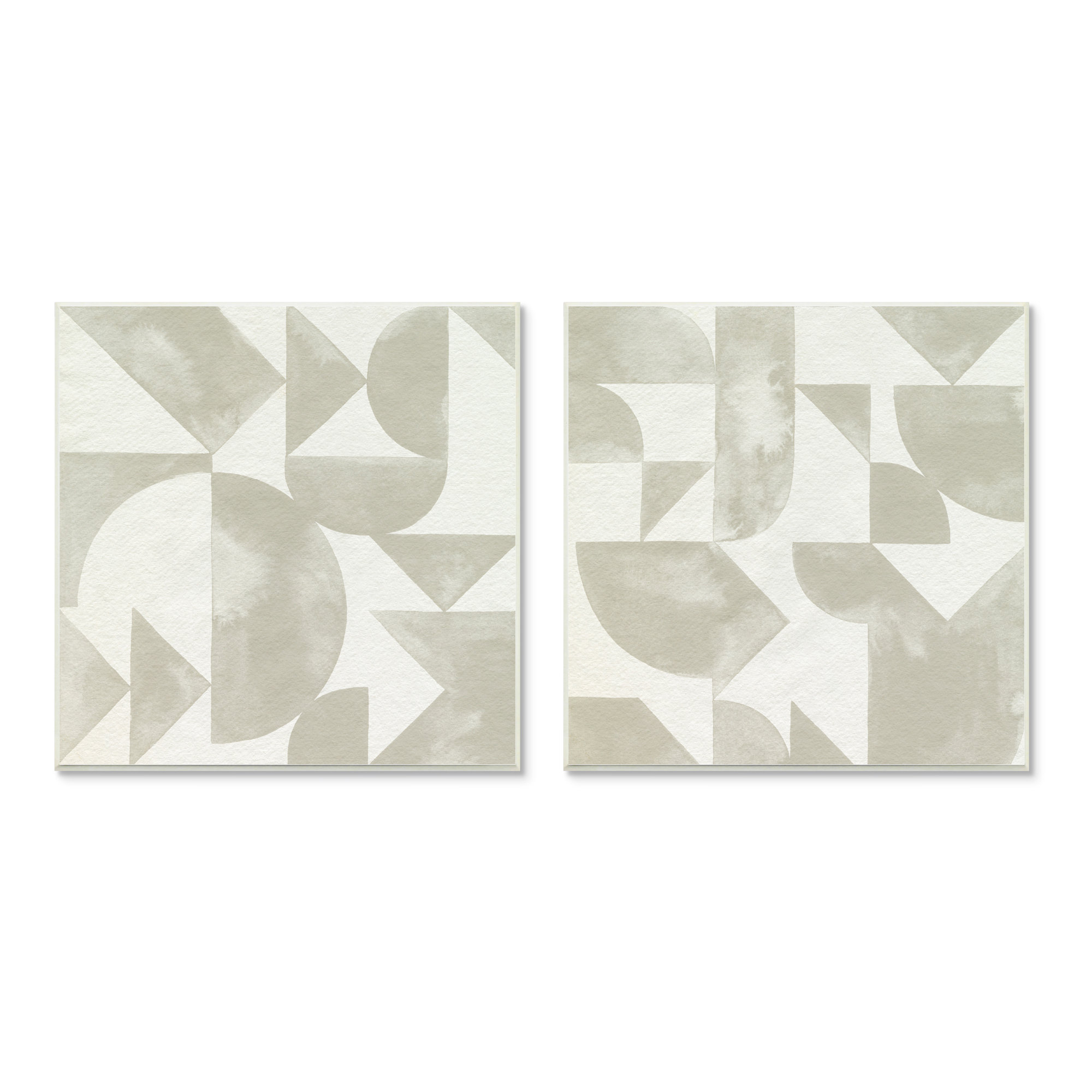 Stupell Industries " Abstract Geometric Triangle Shapes Painterly Beige ...