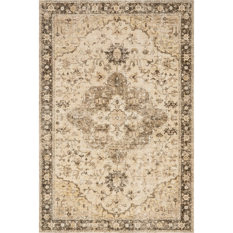 Charlton Home® Gitchka Medallion Machine Washable Area Rug - Wayfair Canada