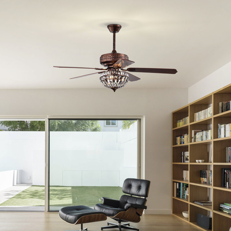 Willa Arlo™ Interiors 52'' Grantham 5 - Blade Crystal Ceiling Fan With ...