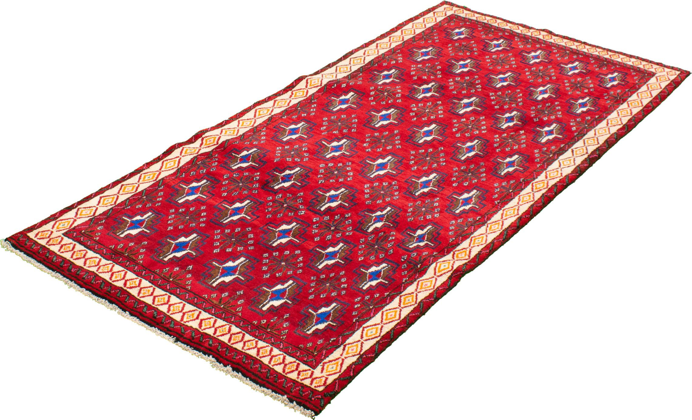 Bungalow Rose Hand Knotted Wool Red/White Rug | Wayfair