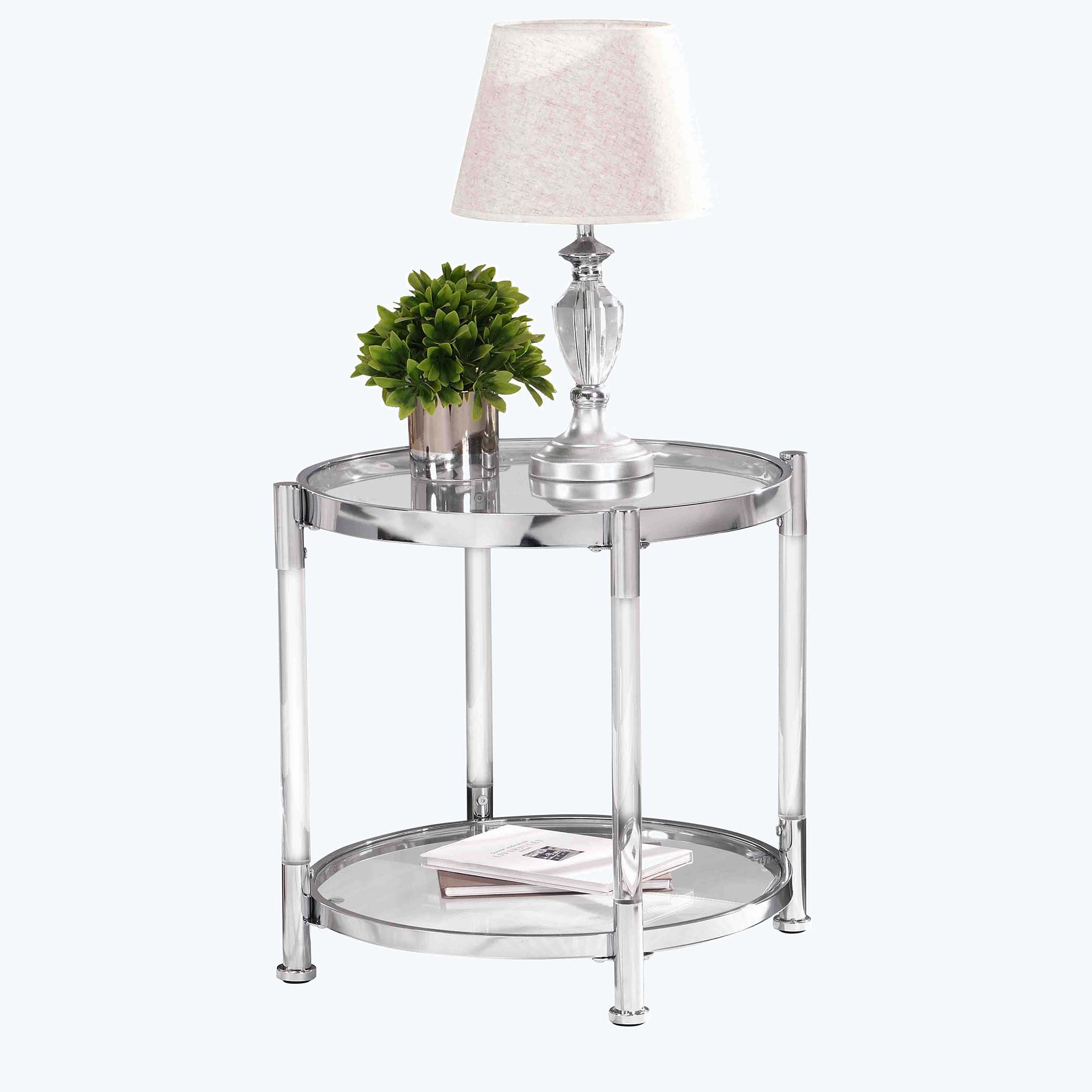 Brayden Studio® End Table, Side Table with Tempered Glass Top, End ...