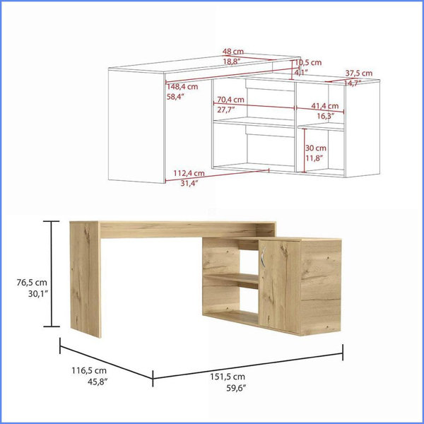 NFusion Desks: Modern L-Shaped Right Return Desk with 59” Work Surface ...