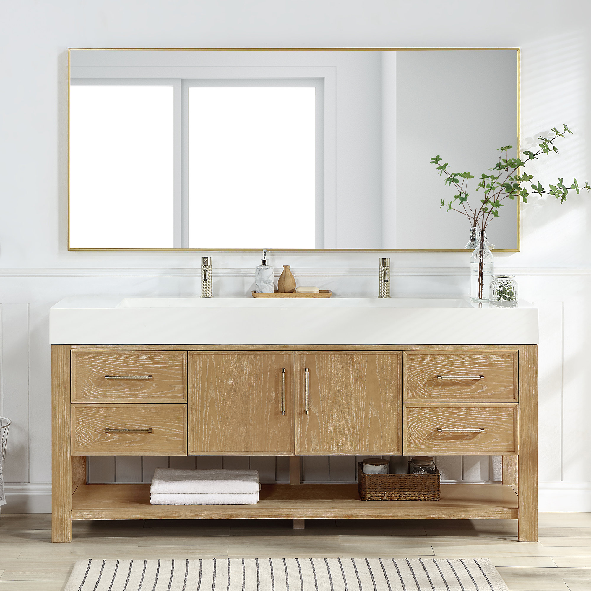 Birch Lane™ Maho 72'' Single Bathroom Vanity with Engineered Stone Top ...