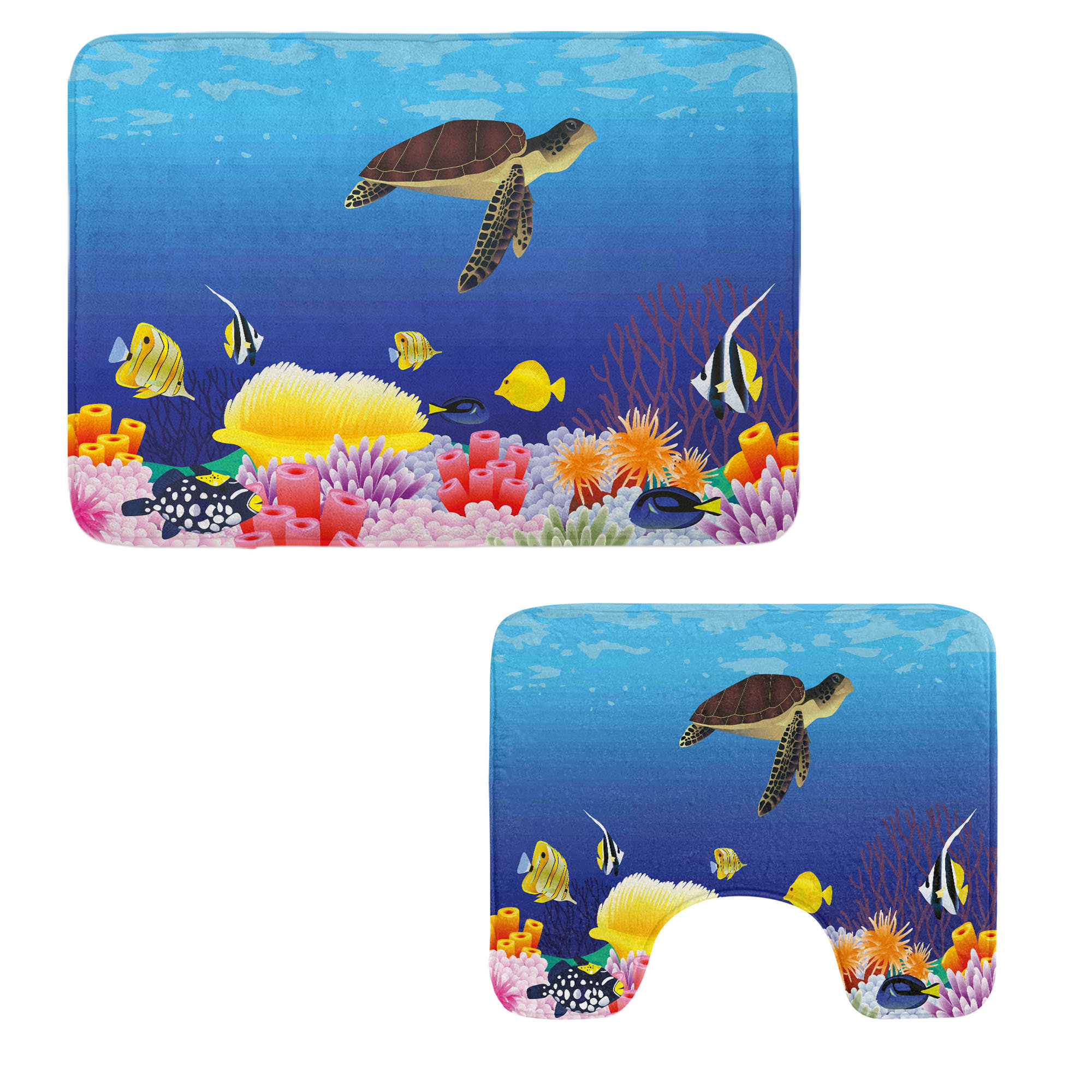 East Urban Home Ocean Bathroom Rug Set 2 Pieces Rectangle & Contour ...