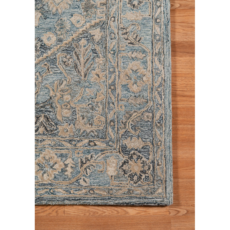 Bungalow Rose Shawsheen Handmade Hand Tufted Gray/Blue Rug | Wayfair