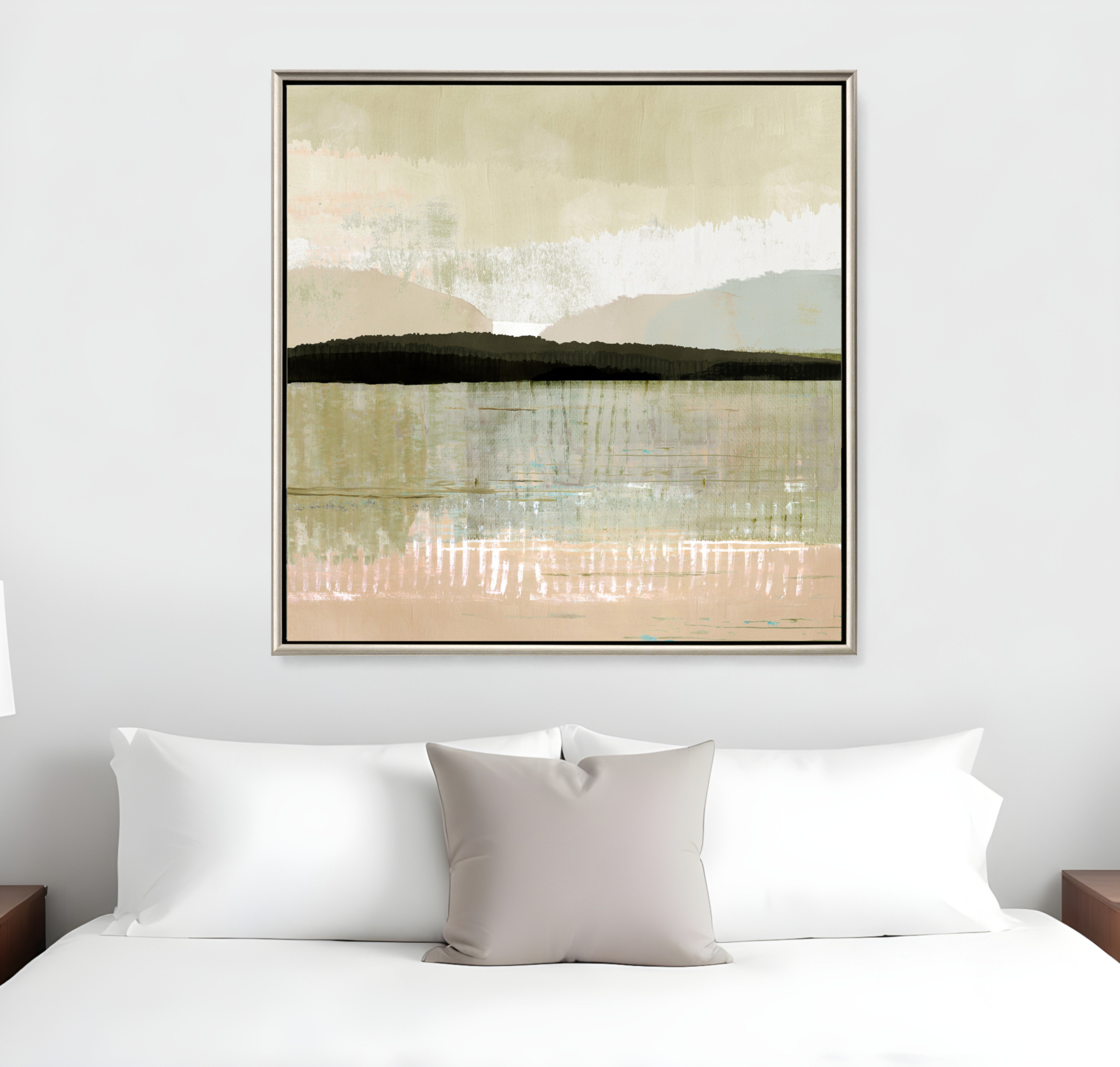 HomeRoots Blush Horizon II Silver Floater Frame Print Wall Art | Wayfair