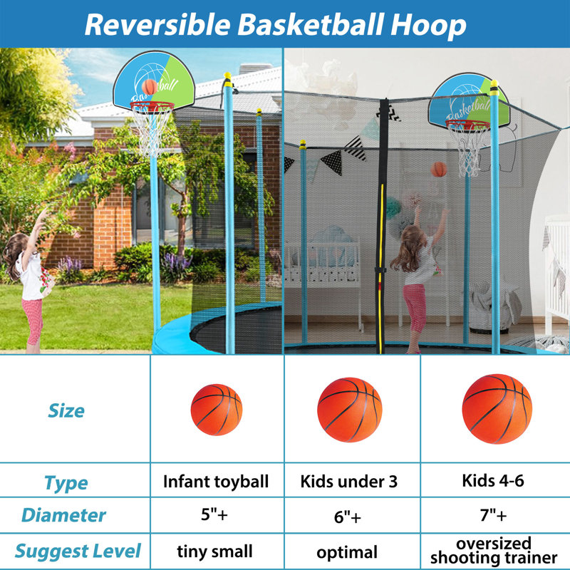 Harper&Bright Designs 8' Round Backyard Trampoline with Safety ...
