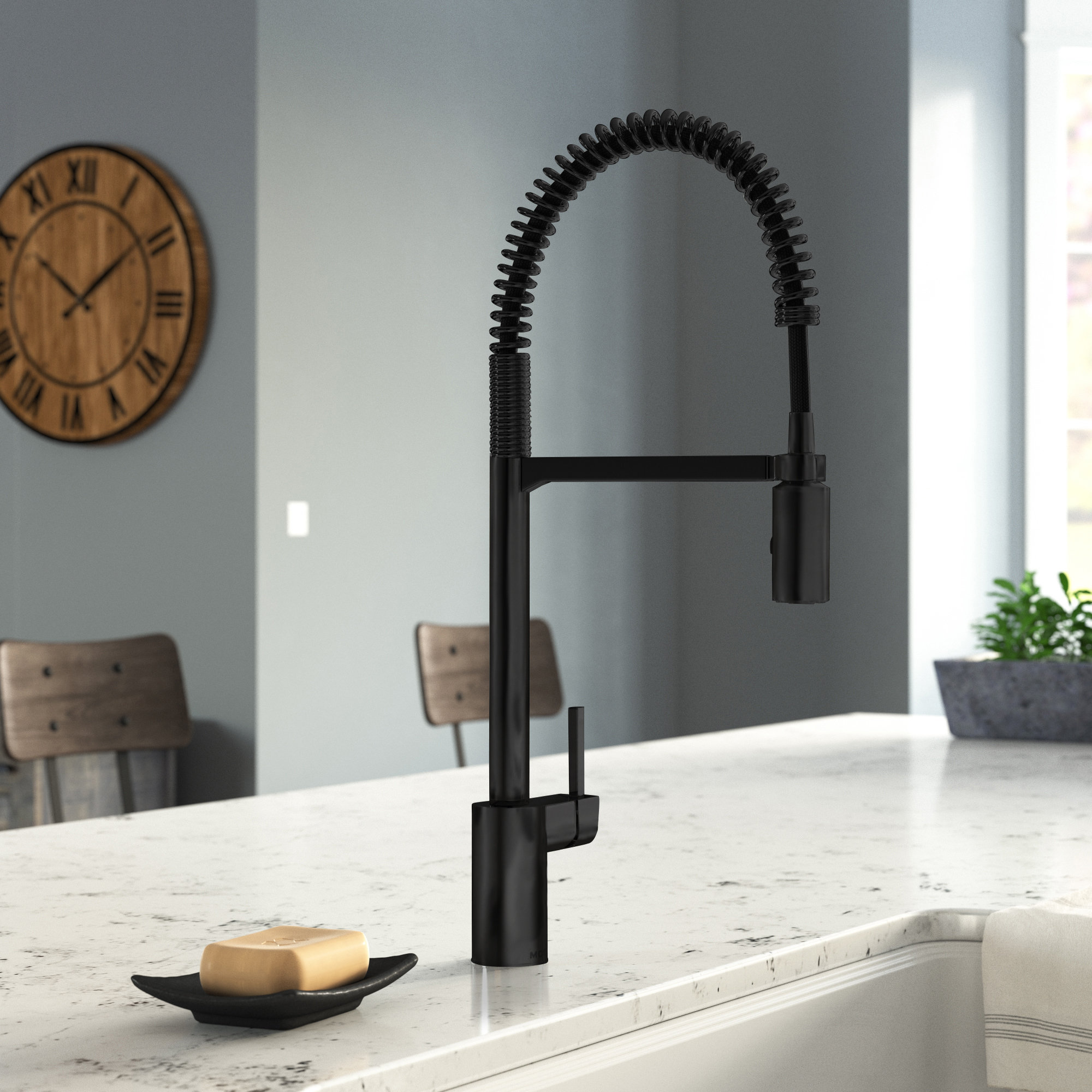 Moen Align One Handle Spring Kitchen Faucet, Modern Single Hole Kitchen ...