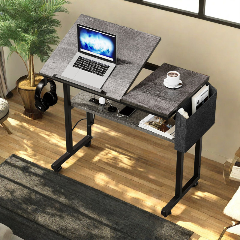 Wade Logan® Brytanie Height Adjustable Standing Computer Desk with ...