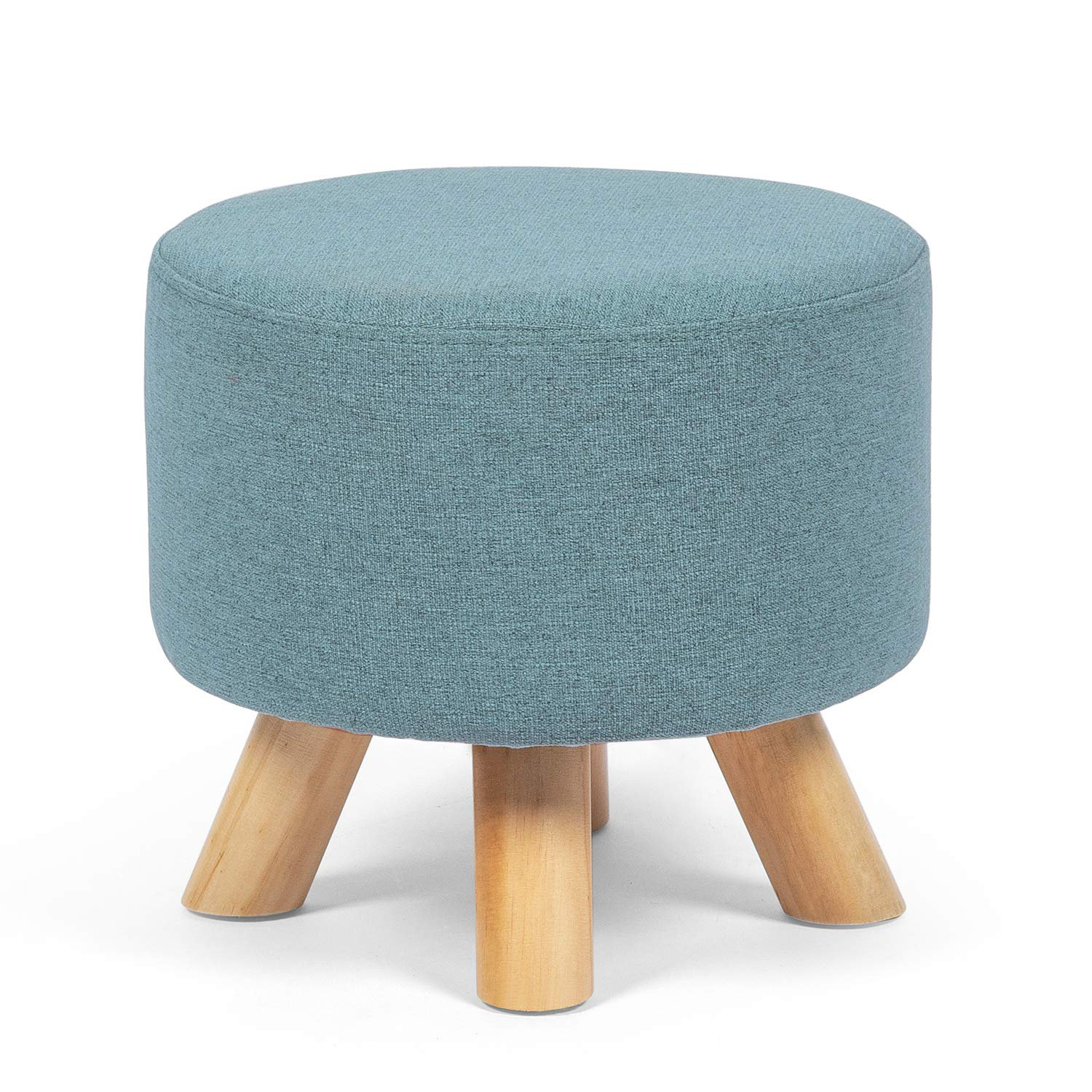 Ebern Designs Small Round Ottoman Fabric Upholstered Seat Ottoman With ...