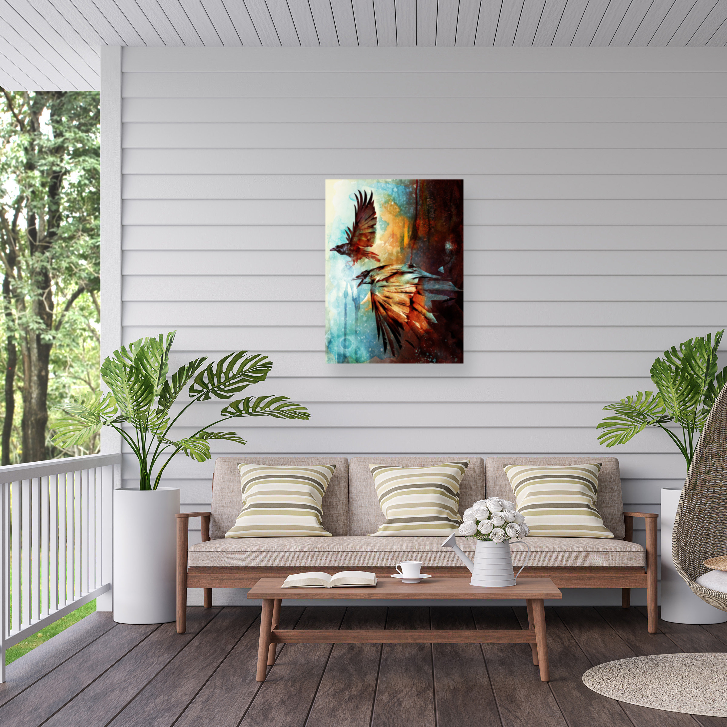 Ebern Designs Barrett Biggers Passing Crows Outdoor Canvas - Wayfair Canada