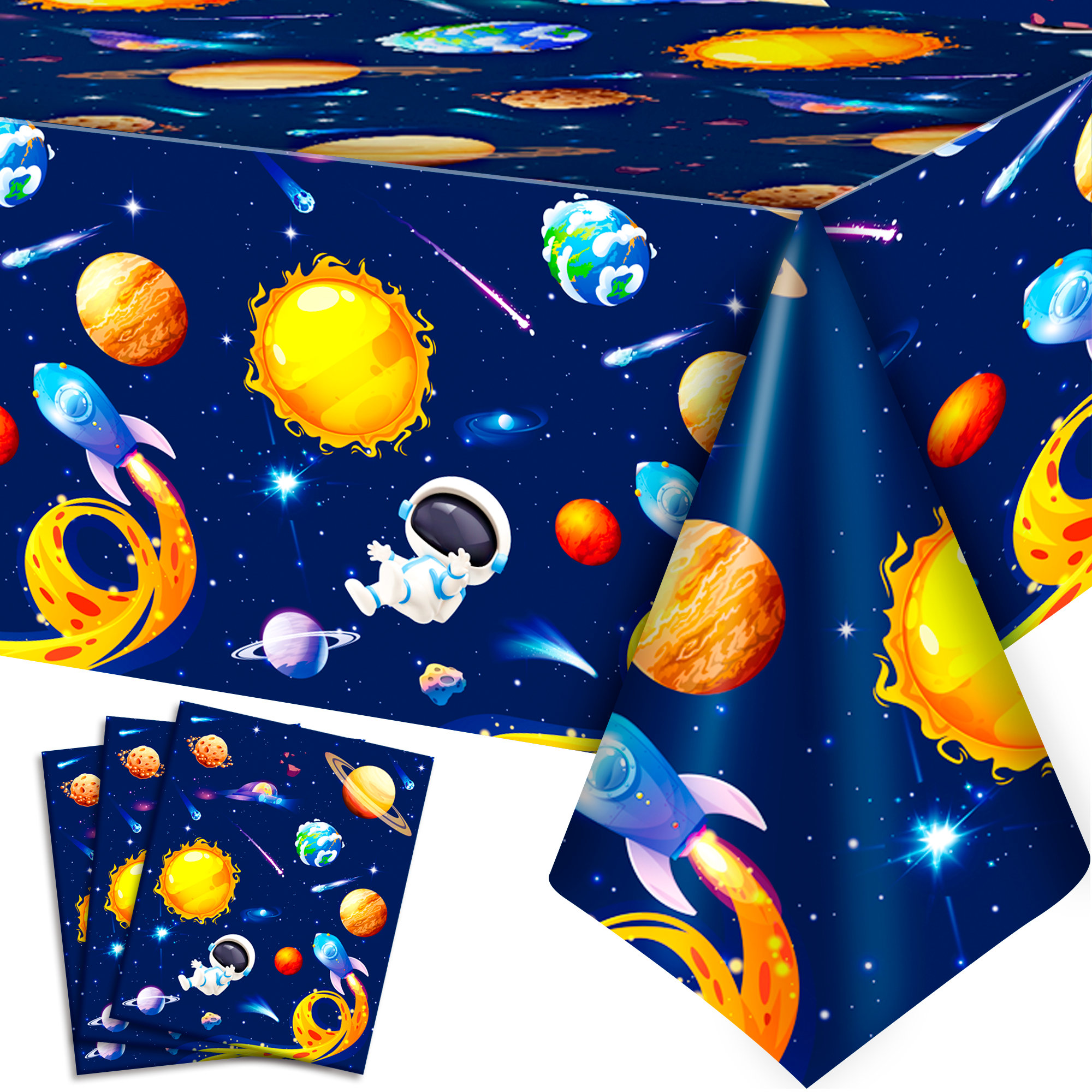 The Party Aisle™ Space Tablecloth, 3 Pcs Outer Space Party Table Cloth ...