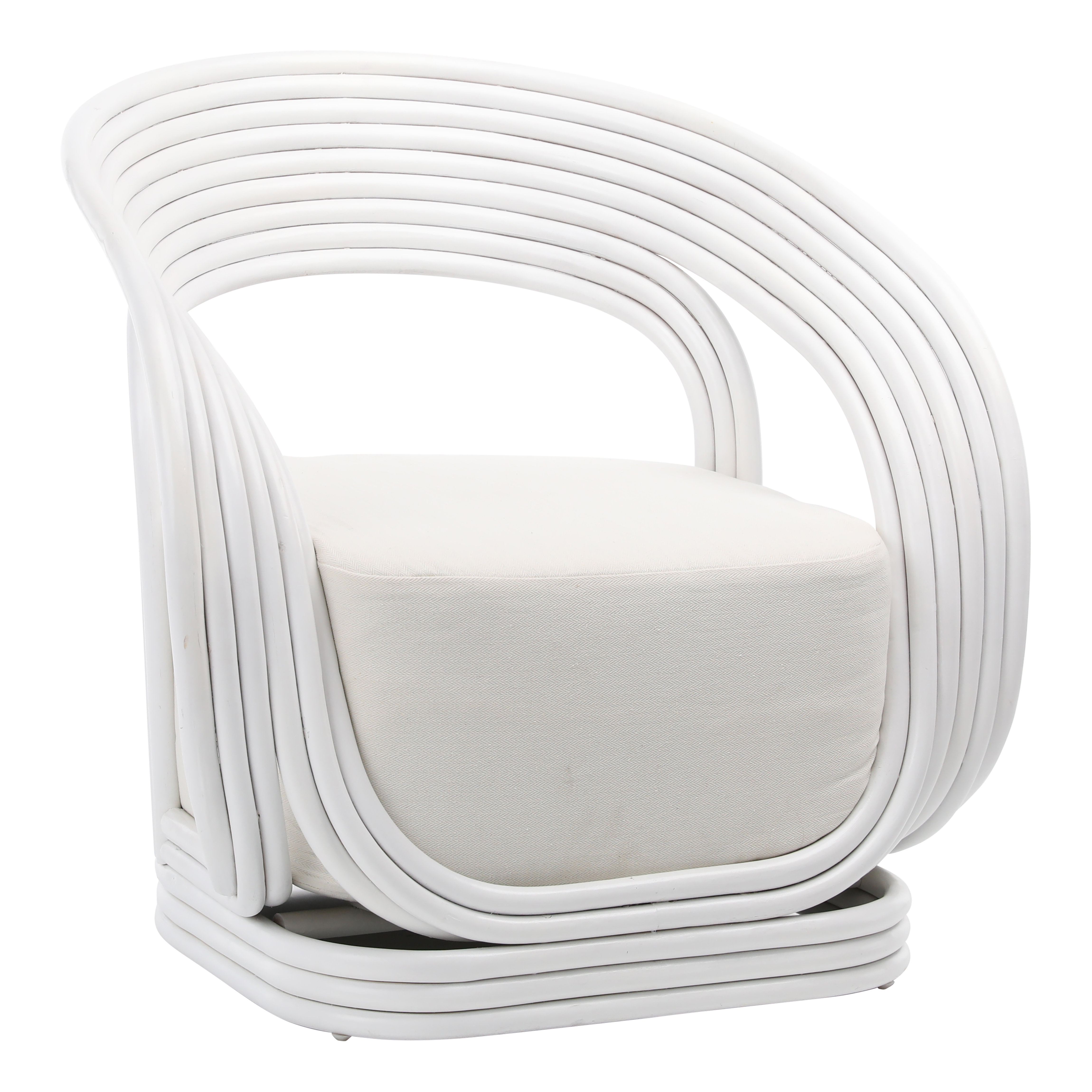 Bayou Breeze Alacam White Tropical Rattan and Cotton Occasional Chair ...