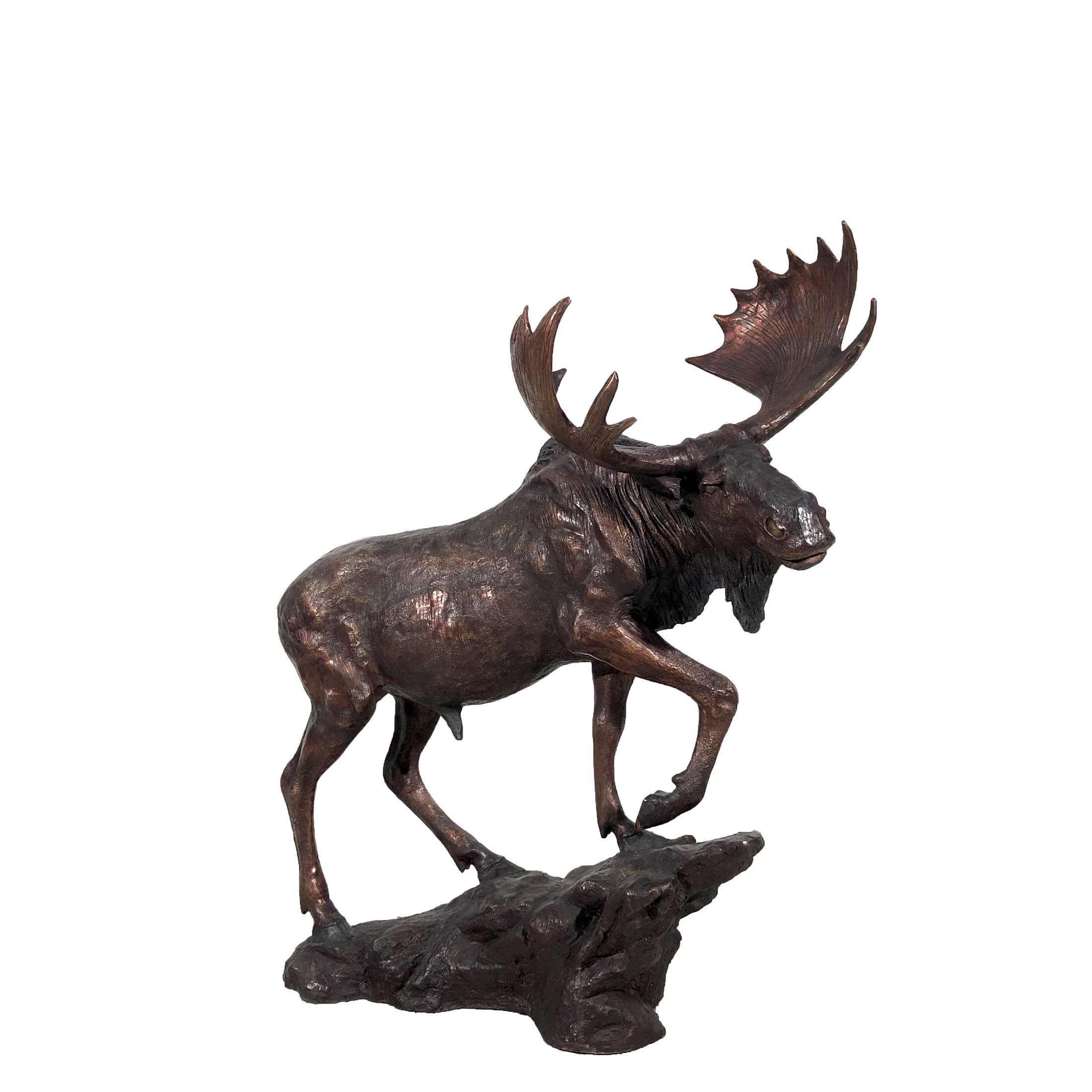Metropolitan Galleries Bronze Small Moose on Rock Sculpture | Wayfair