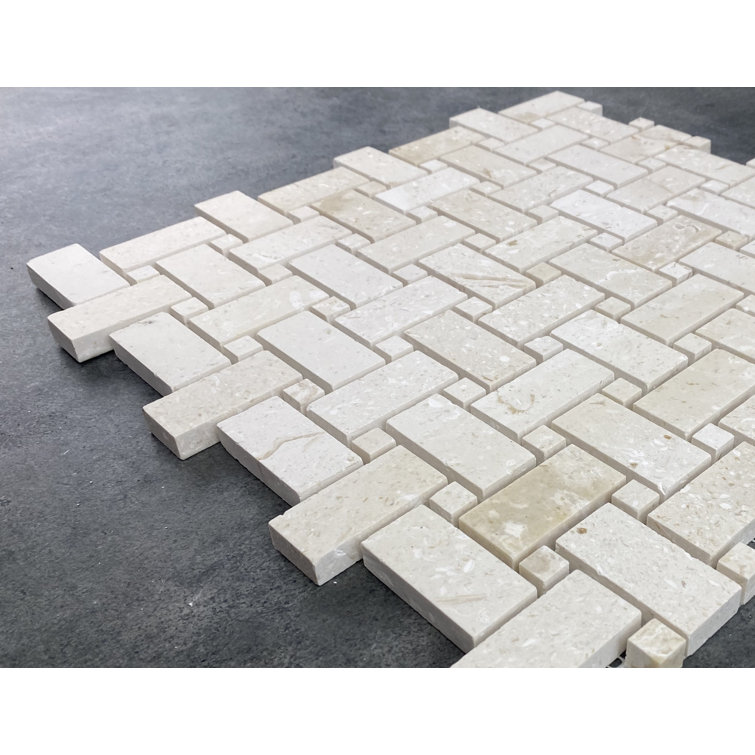 Miletos Stone Collection Shellstone 1" Travertine Mosaic Tile | Wayfair
