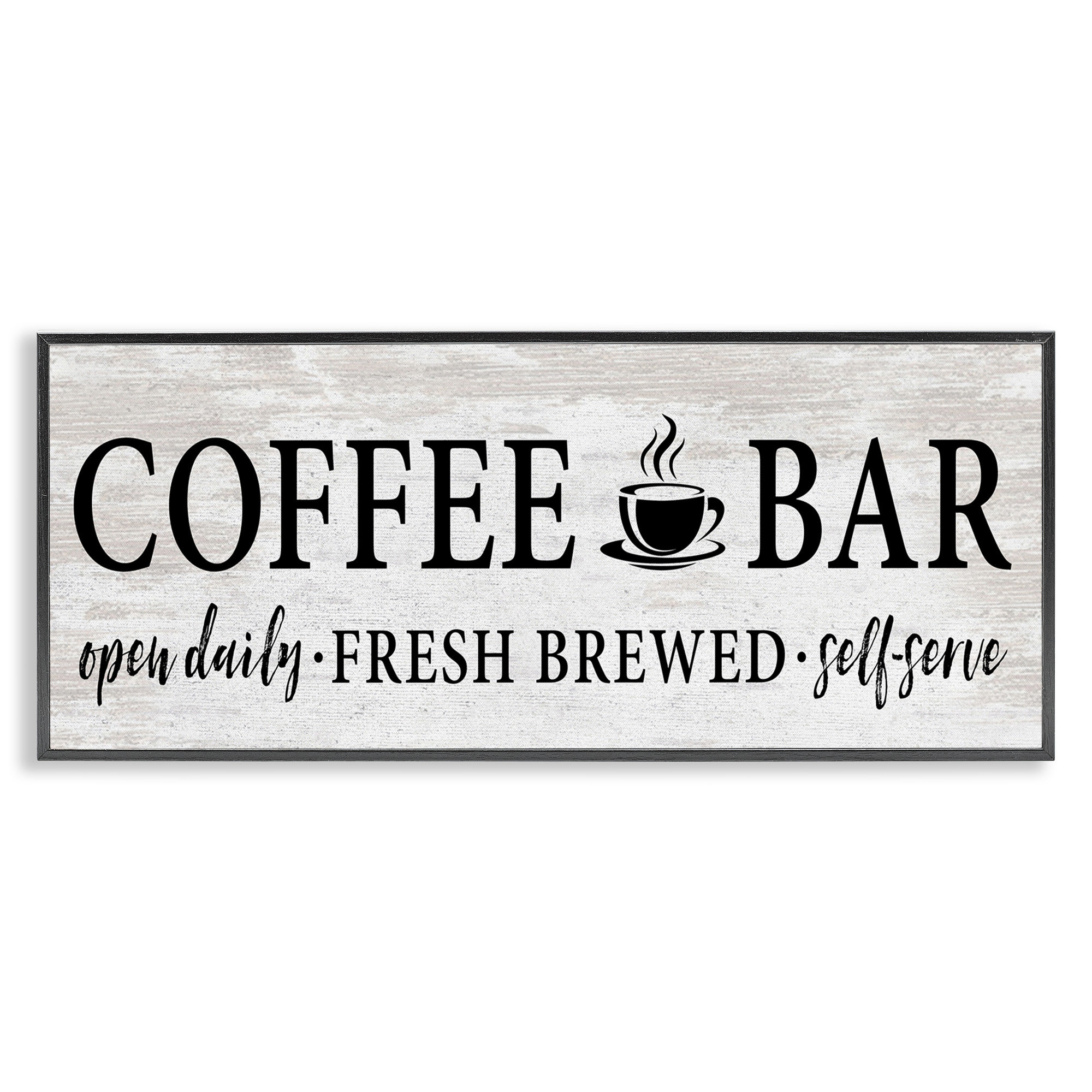 Stupell Industries Coffee Bar Cafe Sign Rustic Pattern Kitchen | Wayfair